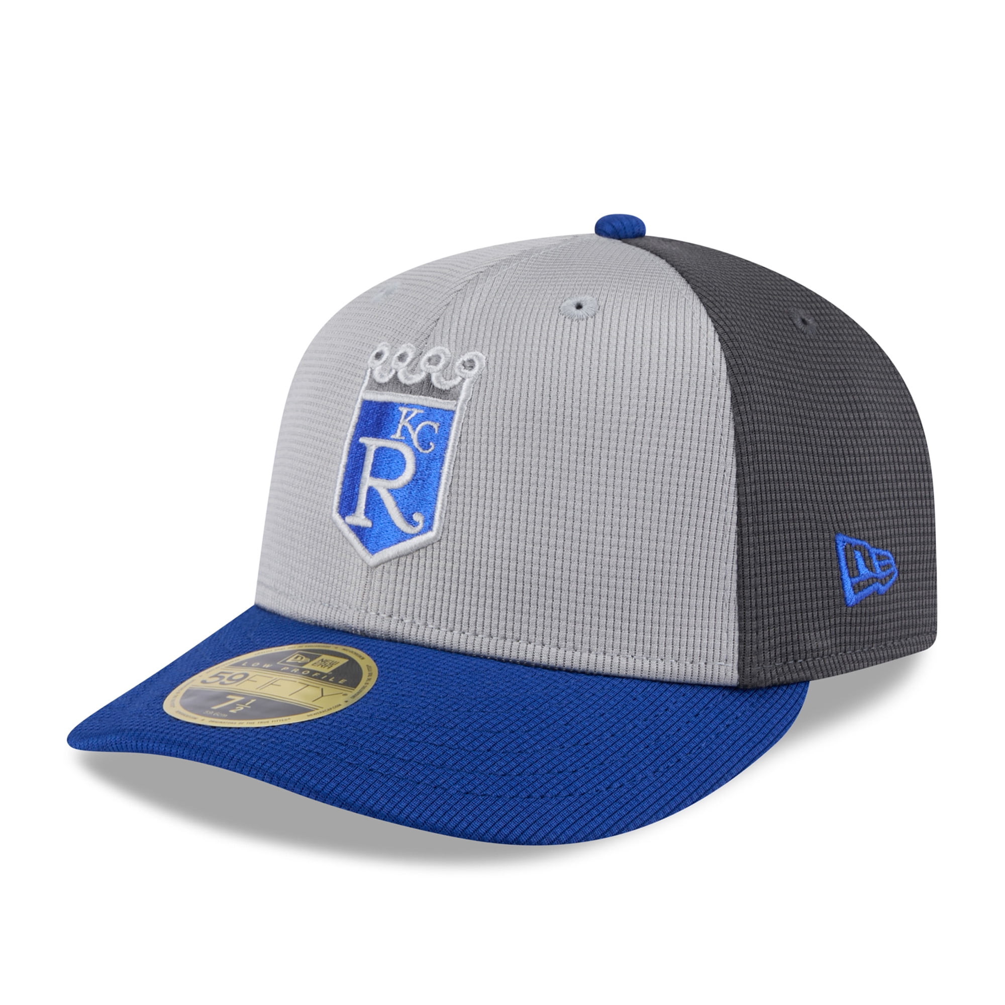 Men's New Era Gray/Royal Kansas City Royals 2025 Batting Practice Low Profile 59FIFTY Fitted Hat ...