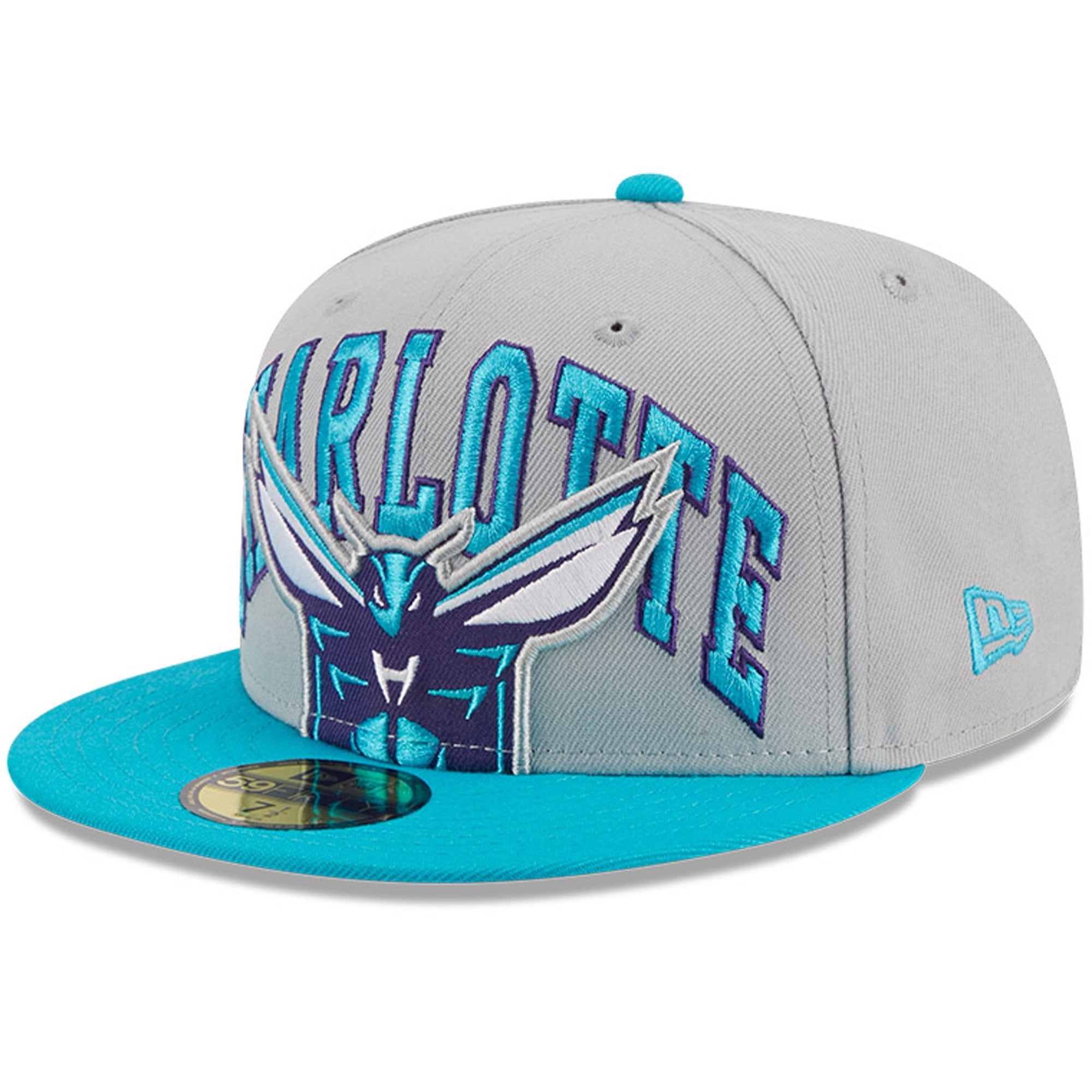 Men's New Era Gray/Teal Charlotte Hornets Tip-Off Two-Tone 59FIFTY ...
