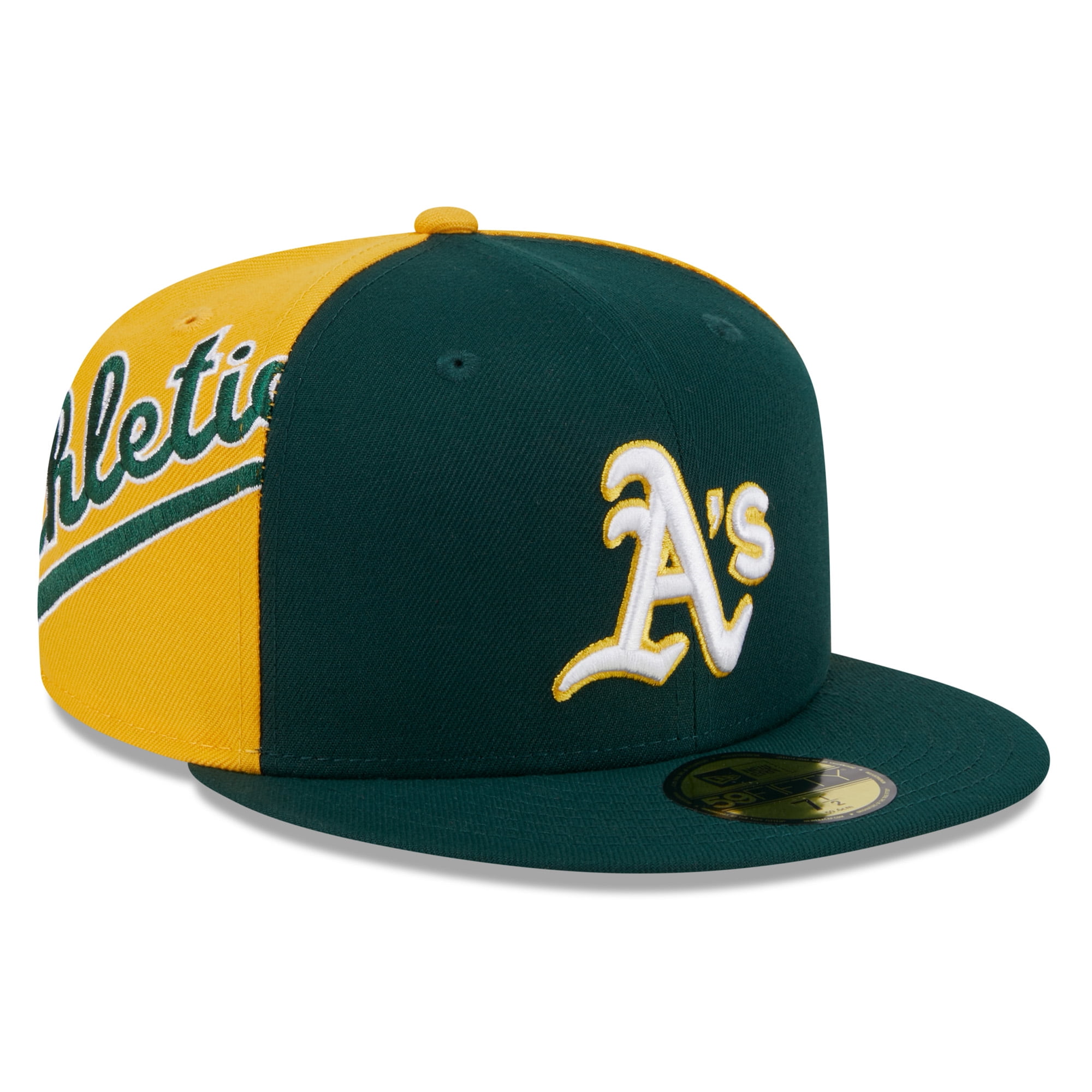 Men's New Era Green/Gold Athletics Gameday Sideswipe 59FIFTY Fitted Hat ...