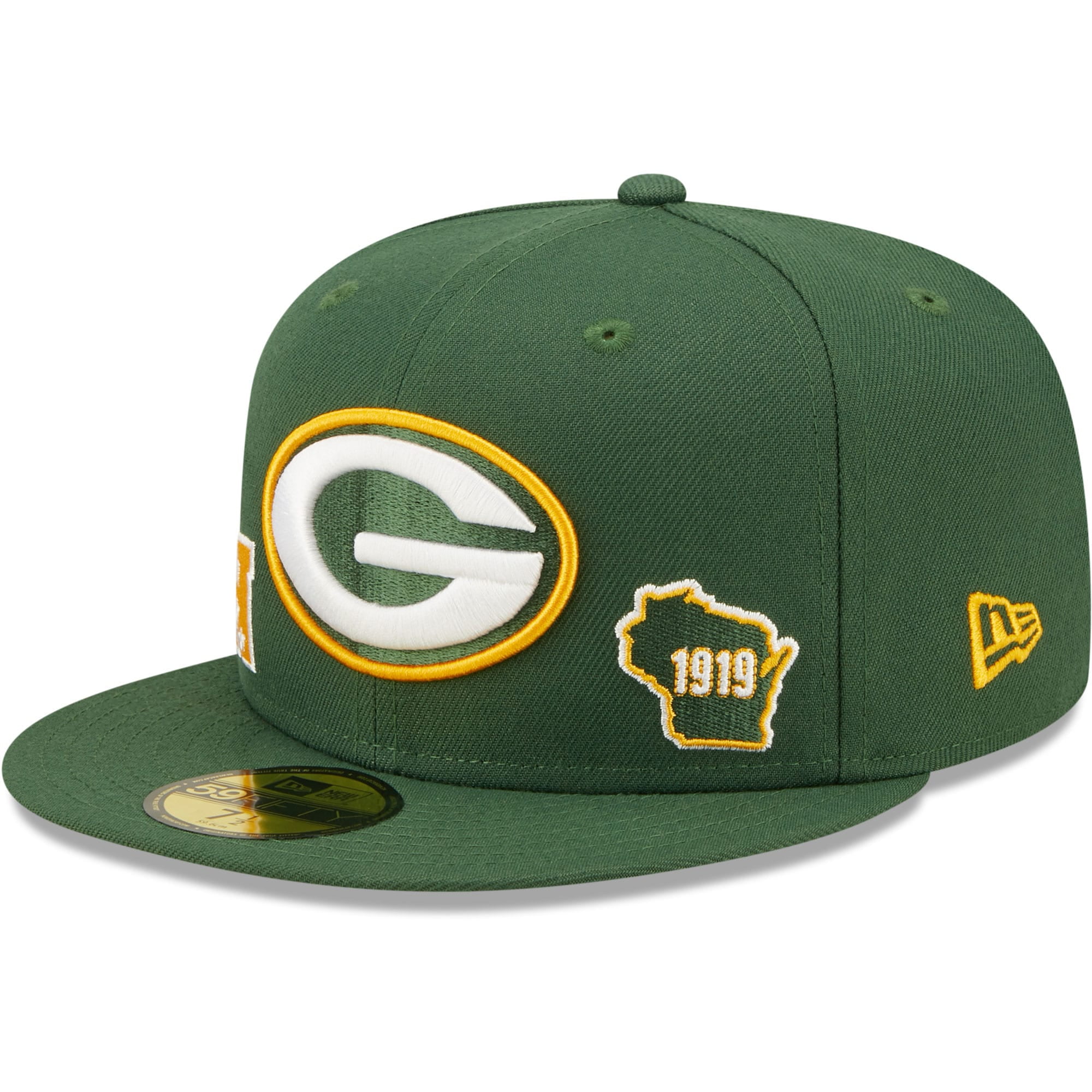 Men's New Era Green Green Bay Packers Identity 59FIFTY Fitted Hat ...