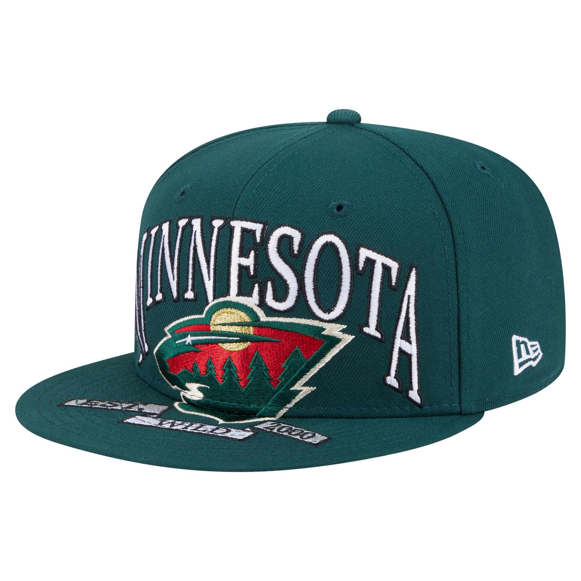 Men's New Era Green Minnesota Wild Oversized Vintage Arch 59Fifty ...