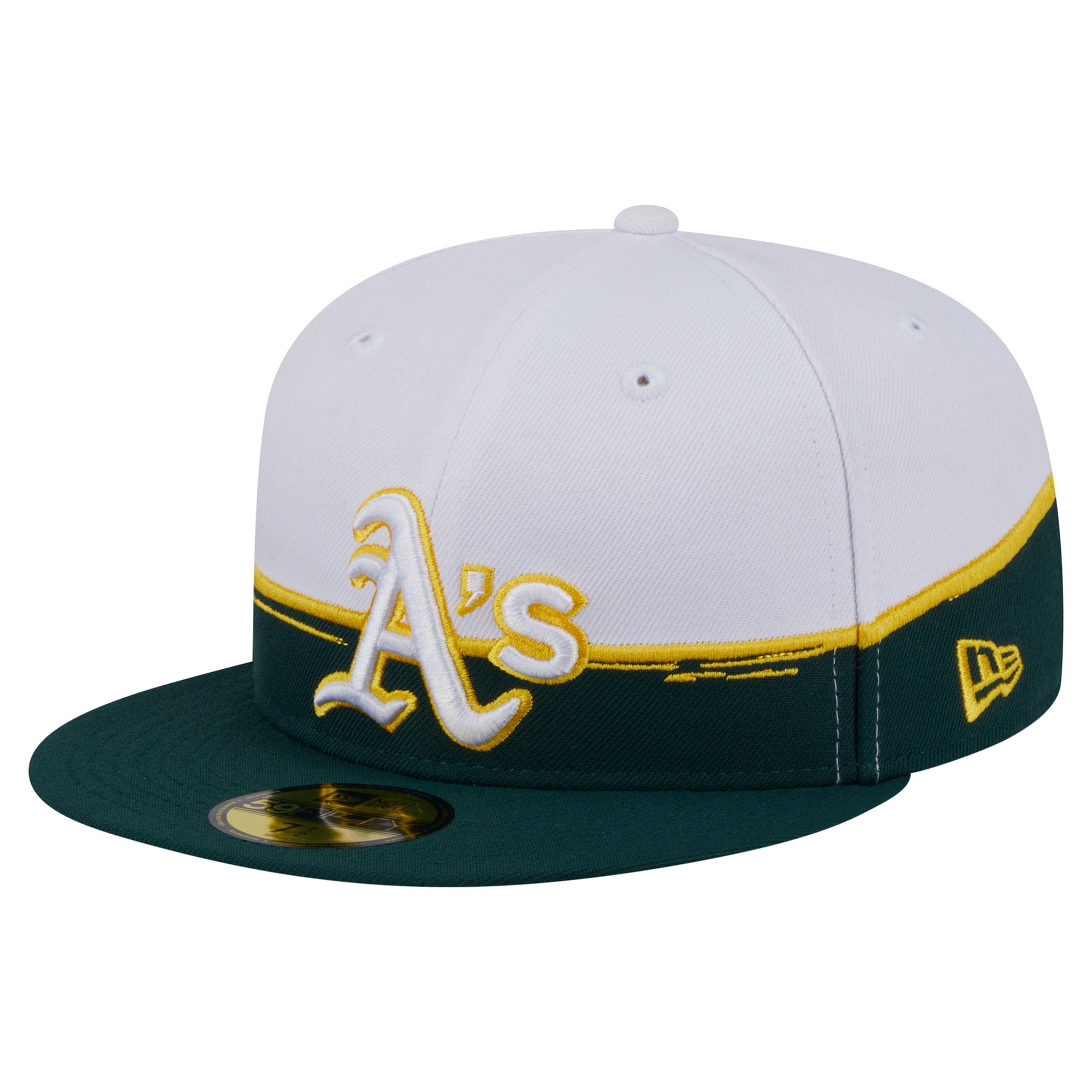 Men's New Era Green/White Athletics Paint Stroke 59FIFTY-Fitted Hat ...