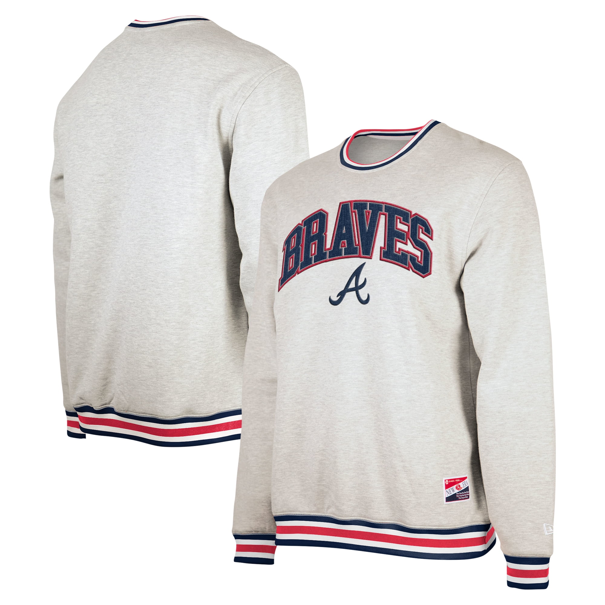 Men's New Era Heather Gray Atlanta Braves Throwback Classic Pullover ...
