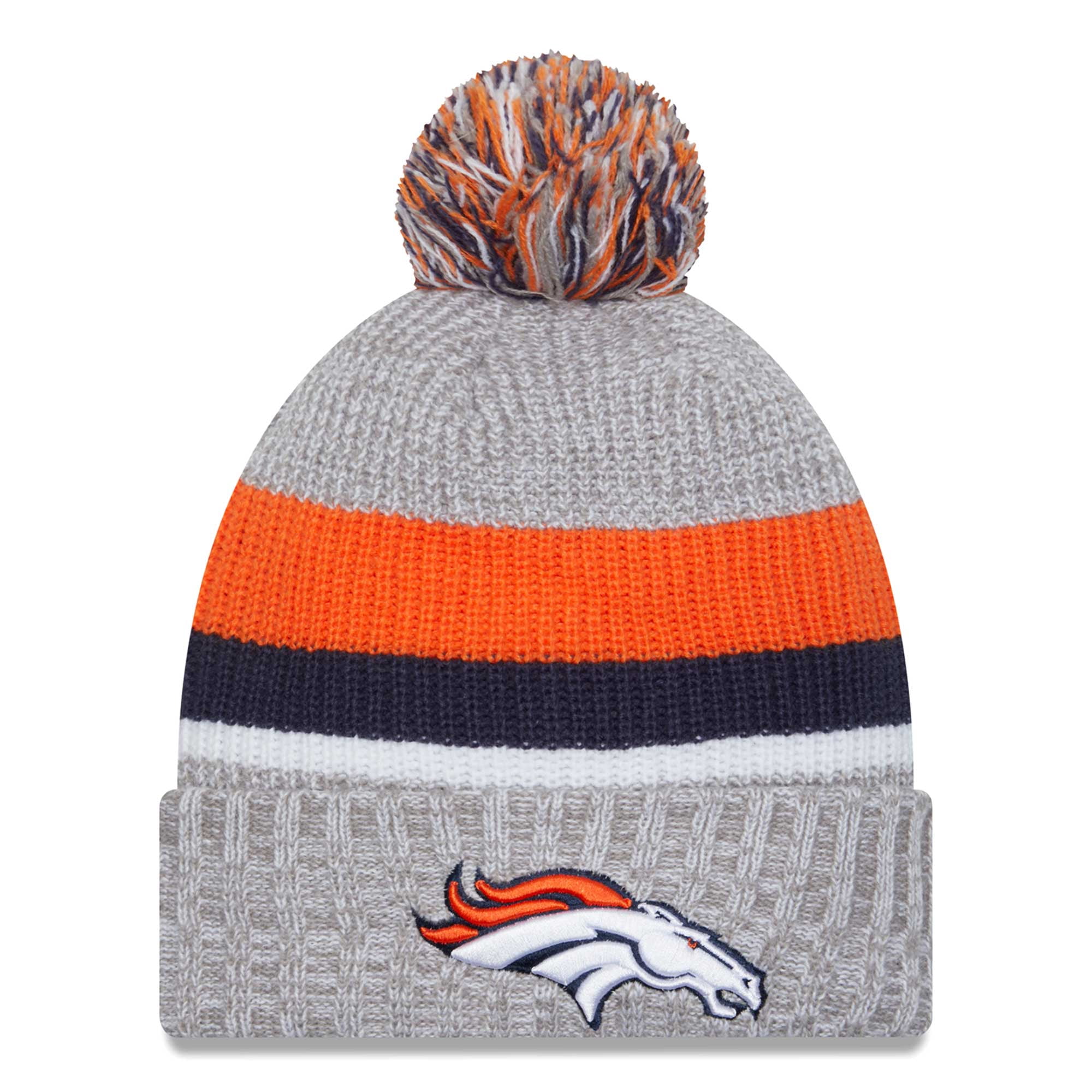 Men's New Era Heather Gray Denver Broncos Cuffed Knit Hat with Pom ...