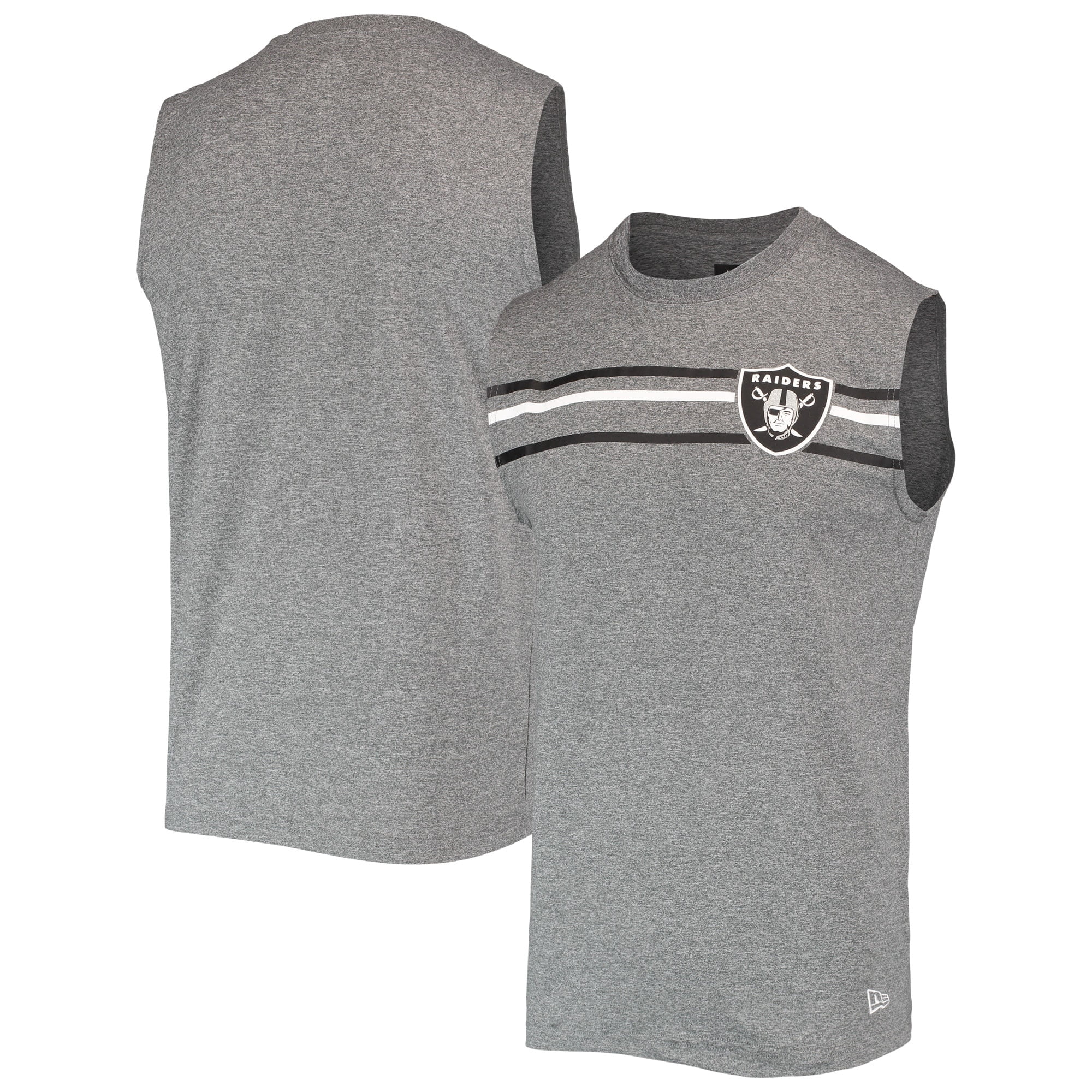 Men's New Era Heathered Gray Las Vegas Raiders Brushed Sleeveless Tank ...