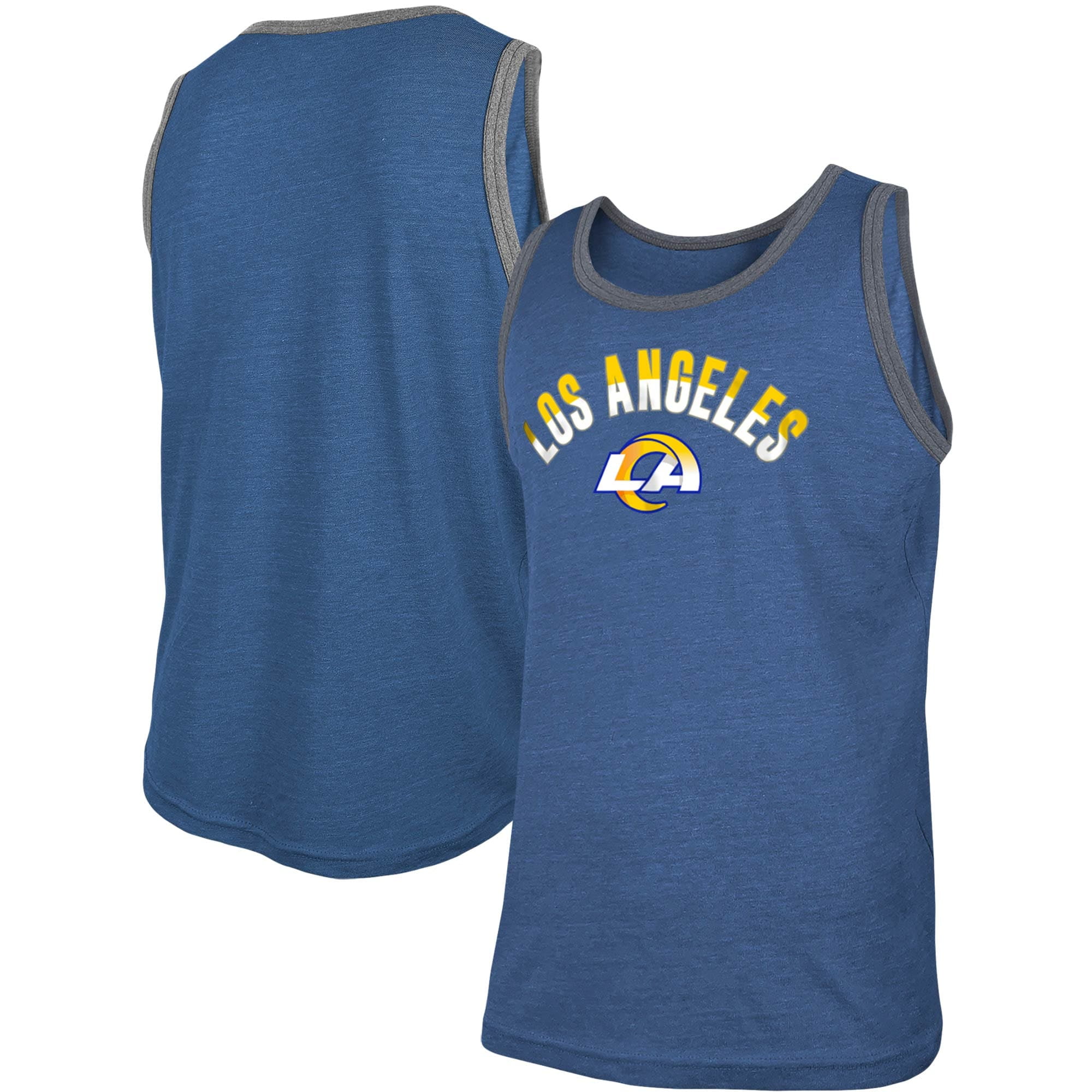 Men's New Era Heathered Royal Los Angeles Rams Ringer Tri-Blend Tank ...
