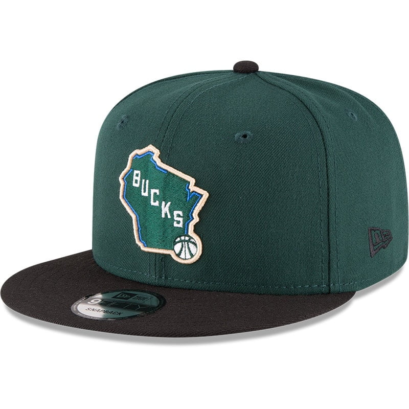 Men's New Era Hunter Green/Black Milwaukee Bucks 2-Tone 9FIFTY ...