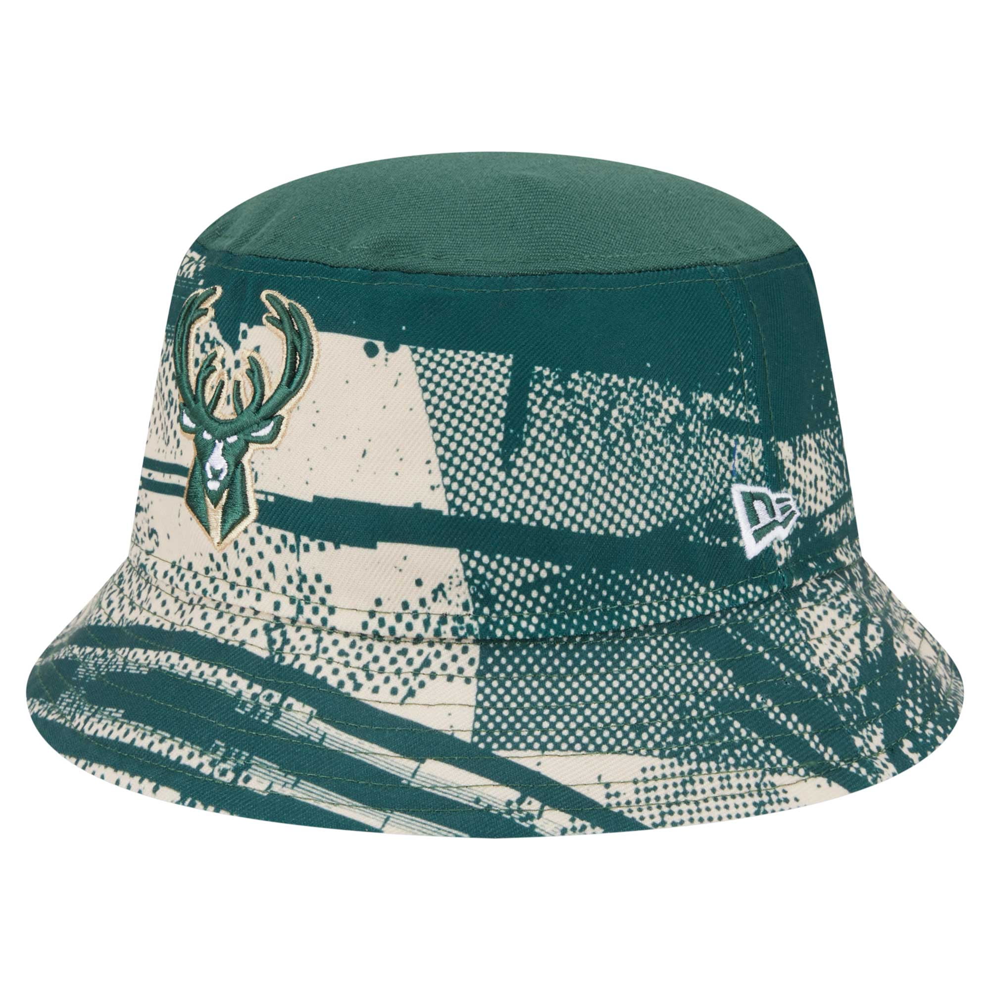 Men's New Era Hunter Green/Cream Milwaukee Bucks Tip-Off Bucket Hat ...