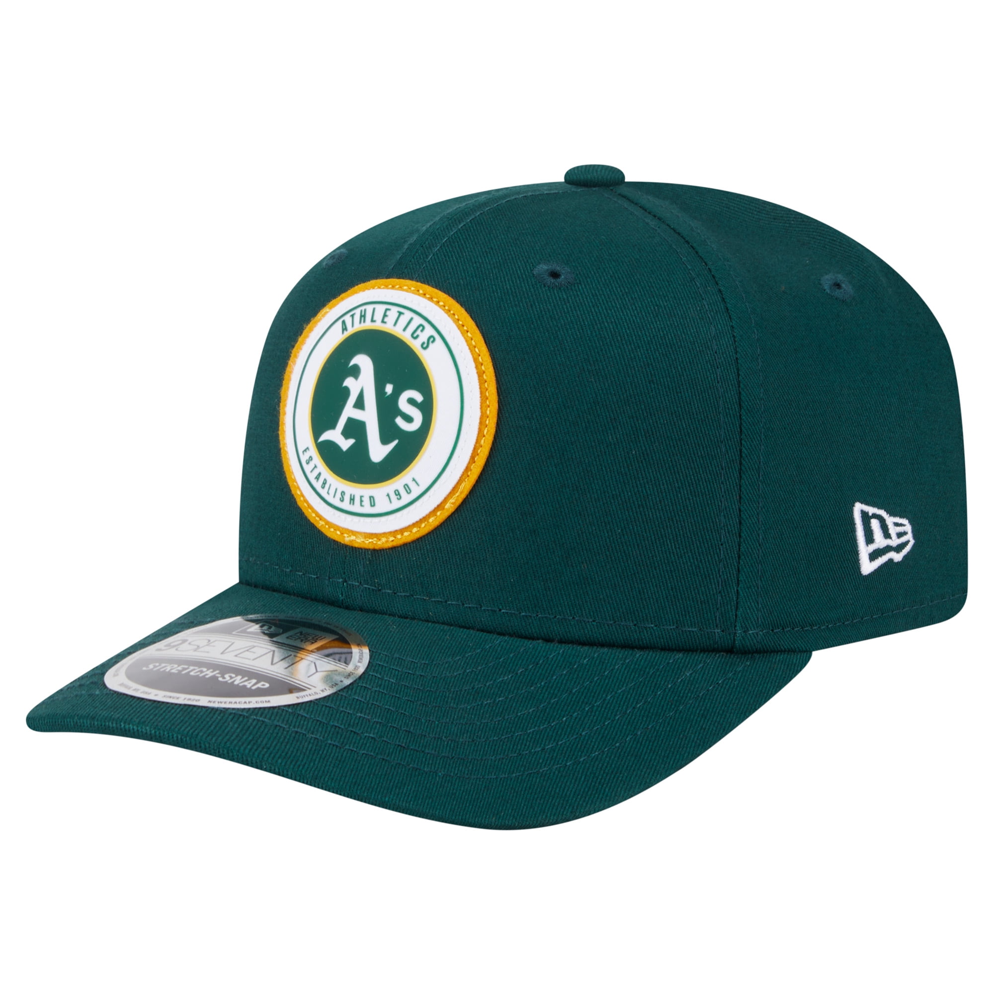 Men's New Era Kelly Green Athletics Circle Patch 9SEVENTY Stretch-Snap ...