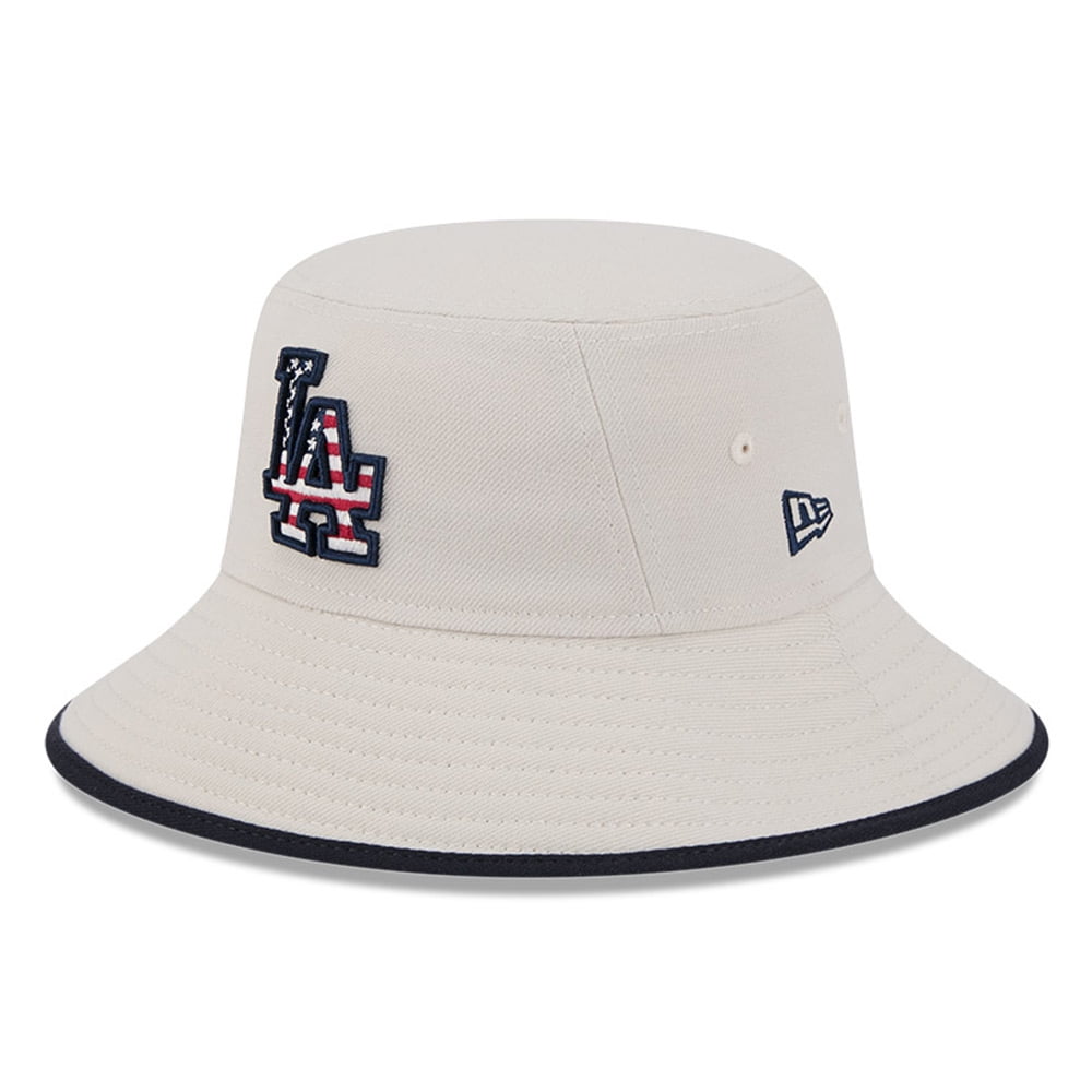 Men's New Era Khaki Los Angeles Dodgers 2024 Fourth of July Bucket Hat ...