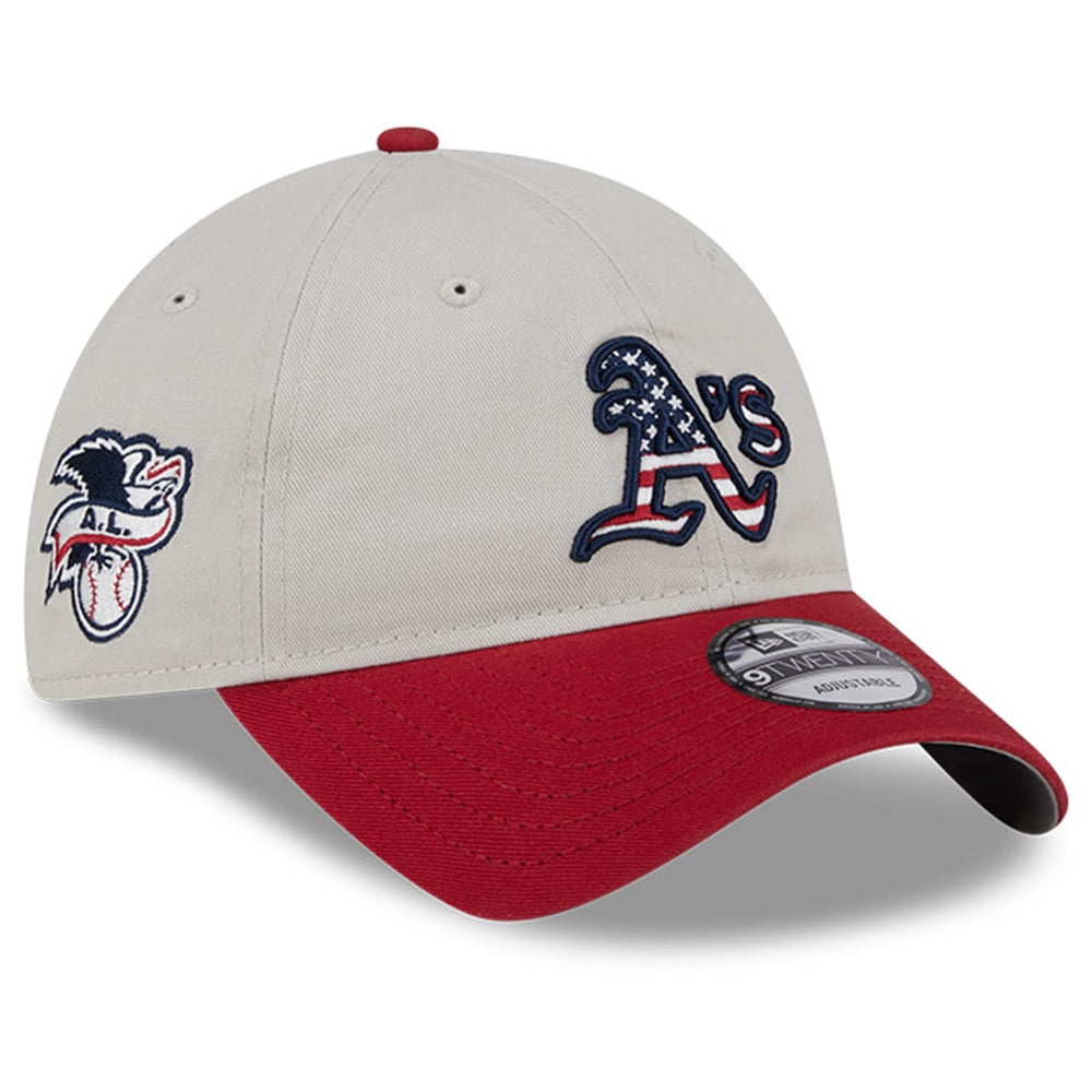 Men's New Era Khaki/Red Athletics 2024 Fourth of July 9TWENTY ...