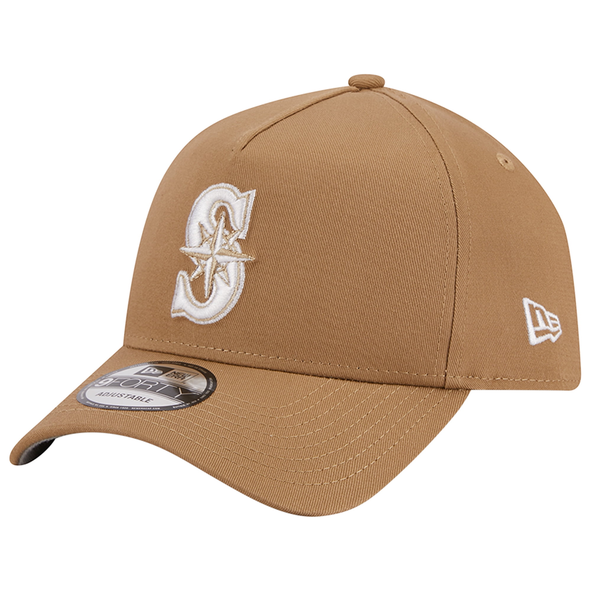 Men's New Era Khaki Seattle Mariners A-Frame 9FORTY Adjustable Hat ...