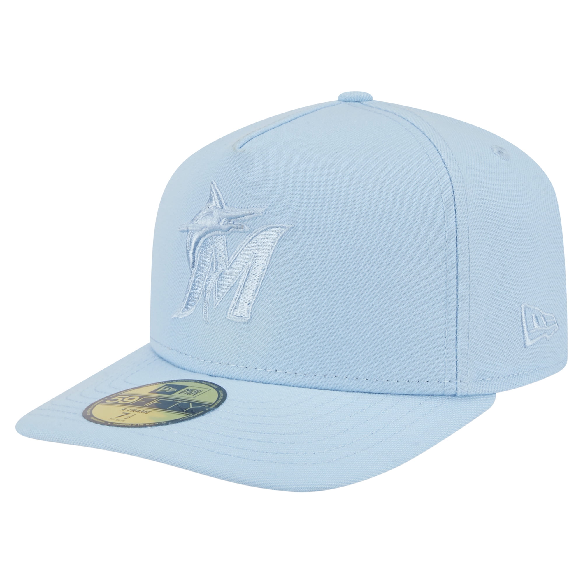 Men's New Era Light Blue Miami Marlins Color Pack A-Frame 59FIFTY ...