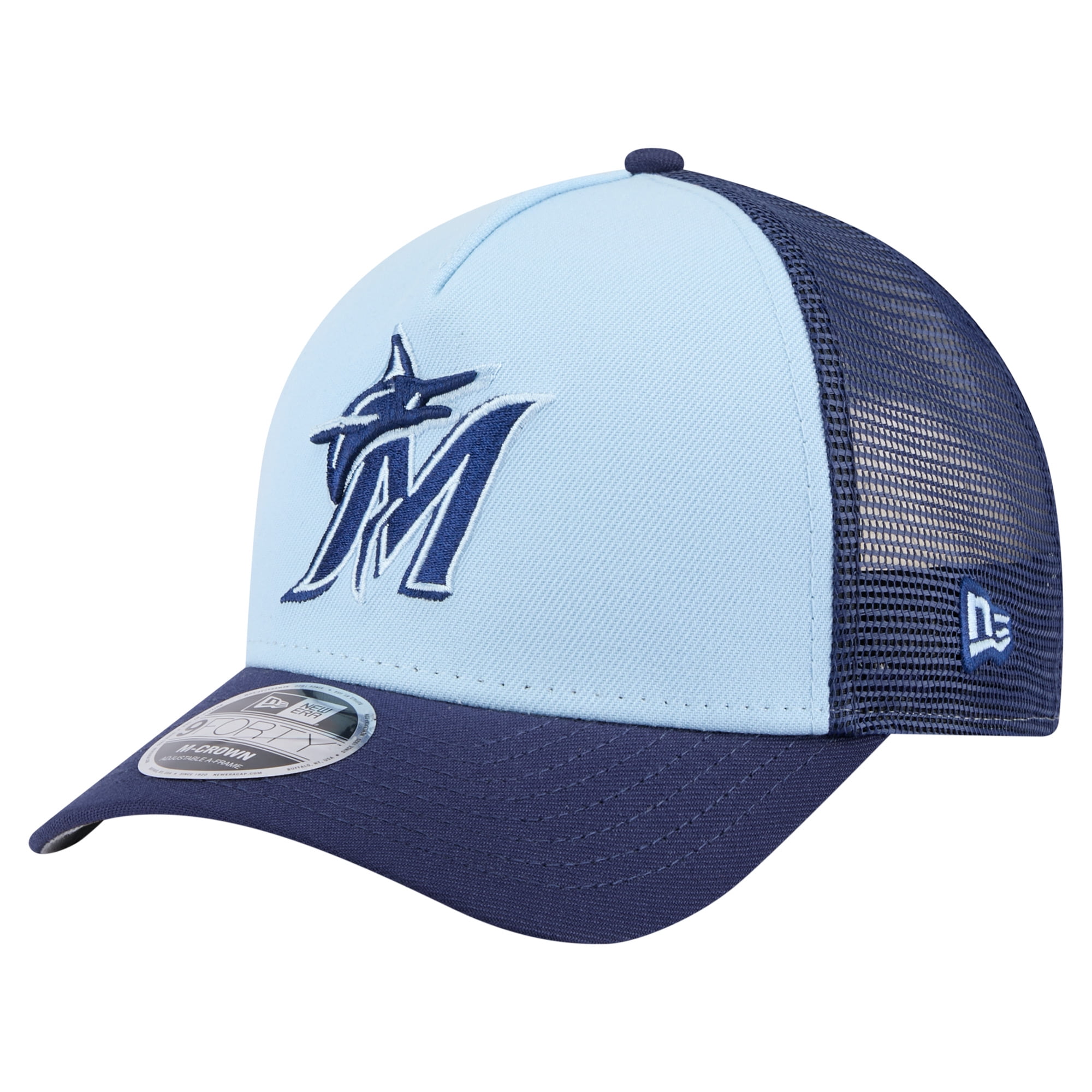 Men's New Era Light Blue/Navy Miami Marlins 2-Tone Color Pack 9FORTY M ...