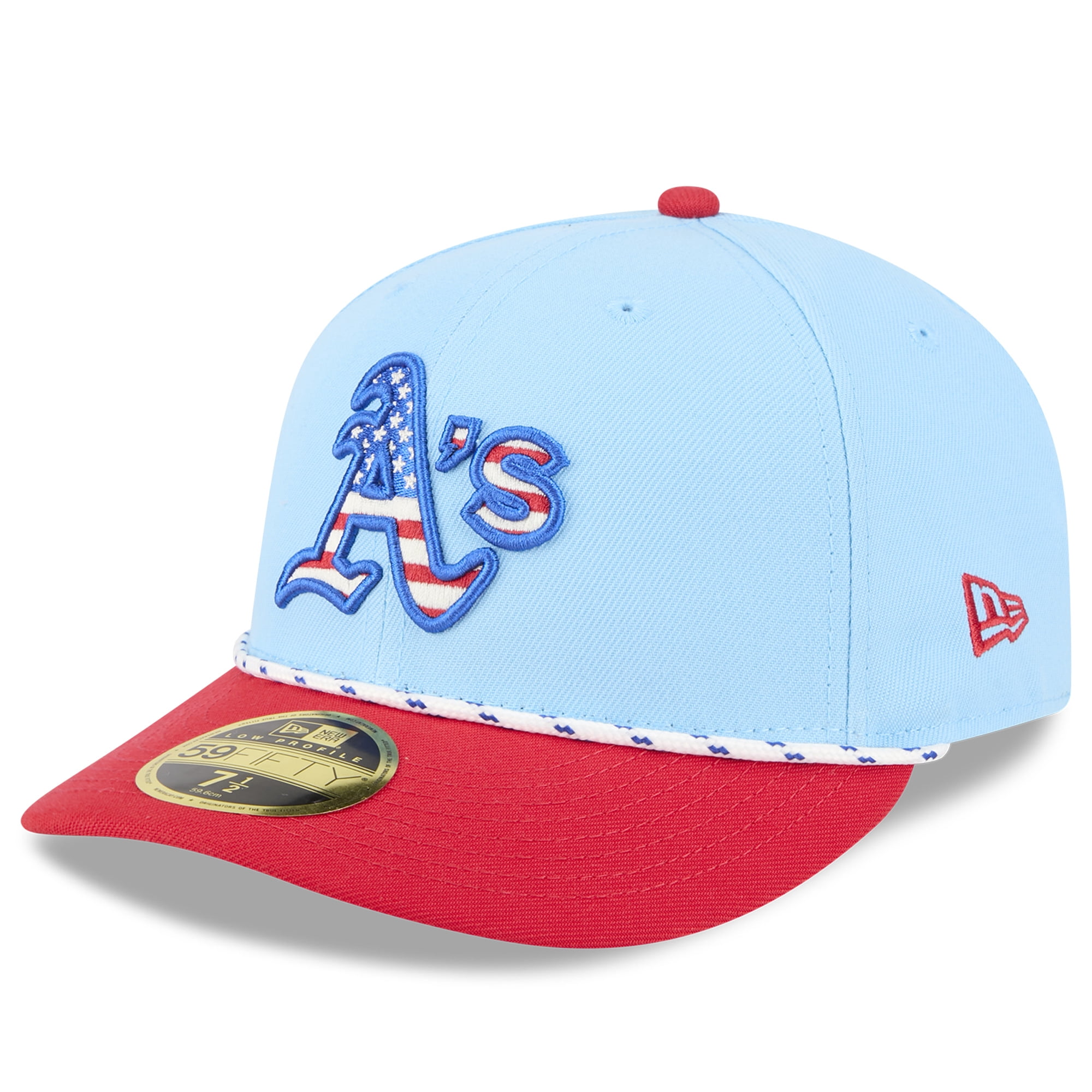 Men's New Era Light Blue/Red Athletics 2025 Fourth of July Low Profile ...