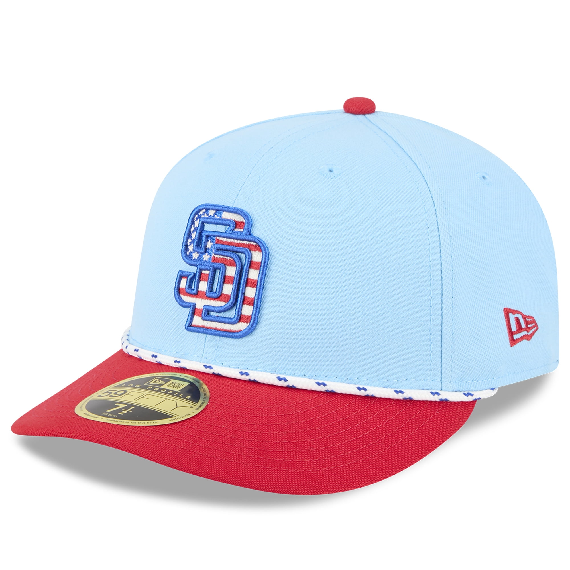 Men's New Era Light Blue/Red San Diego Padres 2025 Fourth of July Low ...