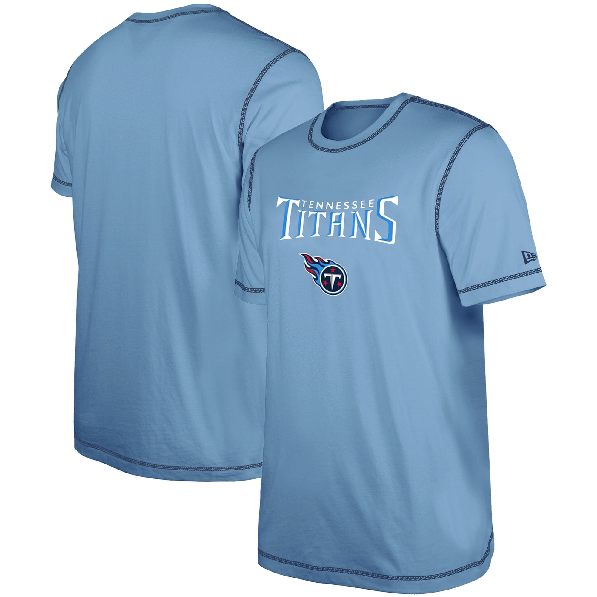 Men's New Era Light Blue Tennessee Titans Third Down Puff Print T-Shirt ...