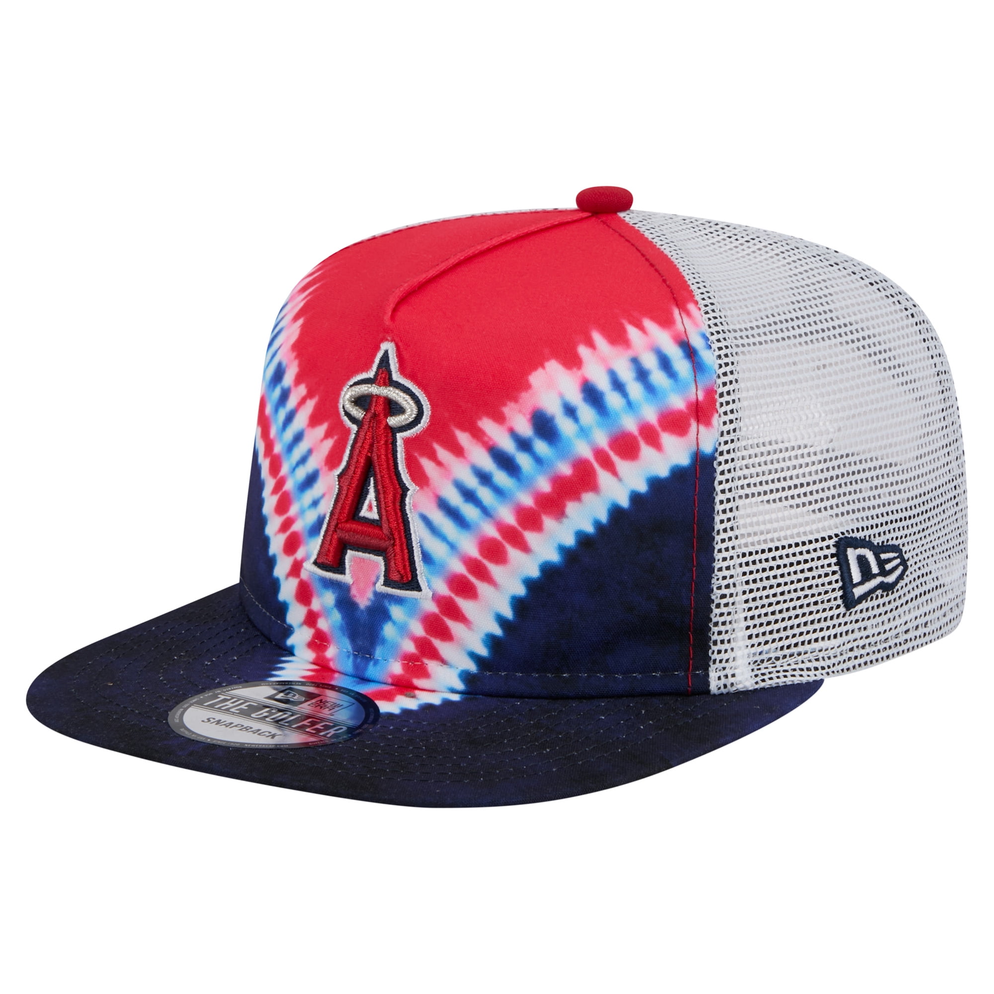 Men's New Era Los Angeles Angels Tie-Dye Golfer Trucker Adjustable Hat ...