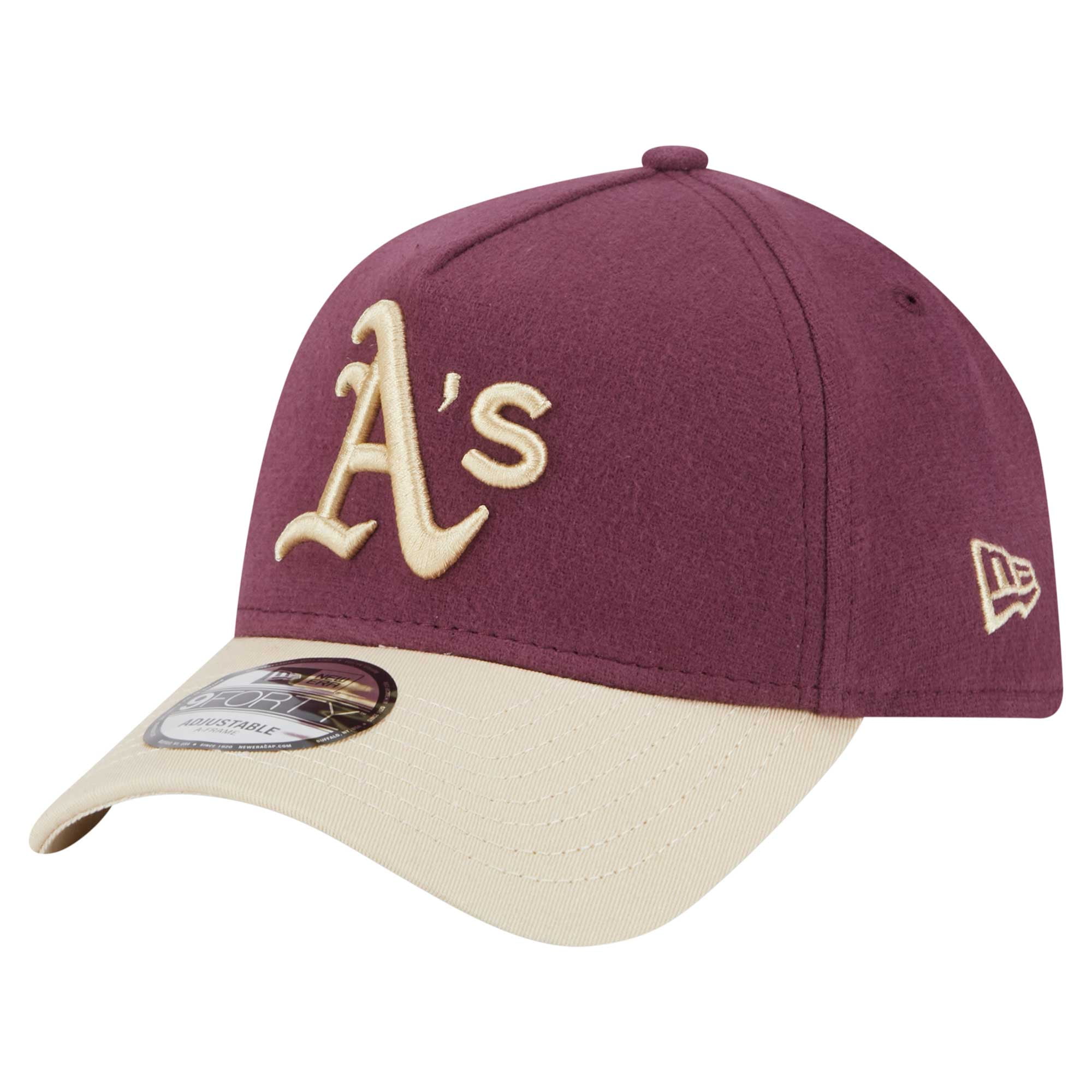 Men's New Era Maroon Athletics Moleskin Crown A-Frame 9FORTY Adjustable ...