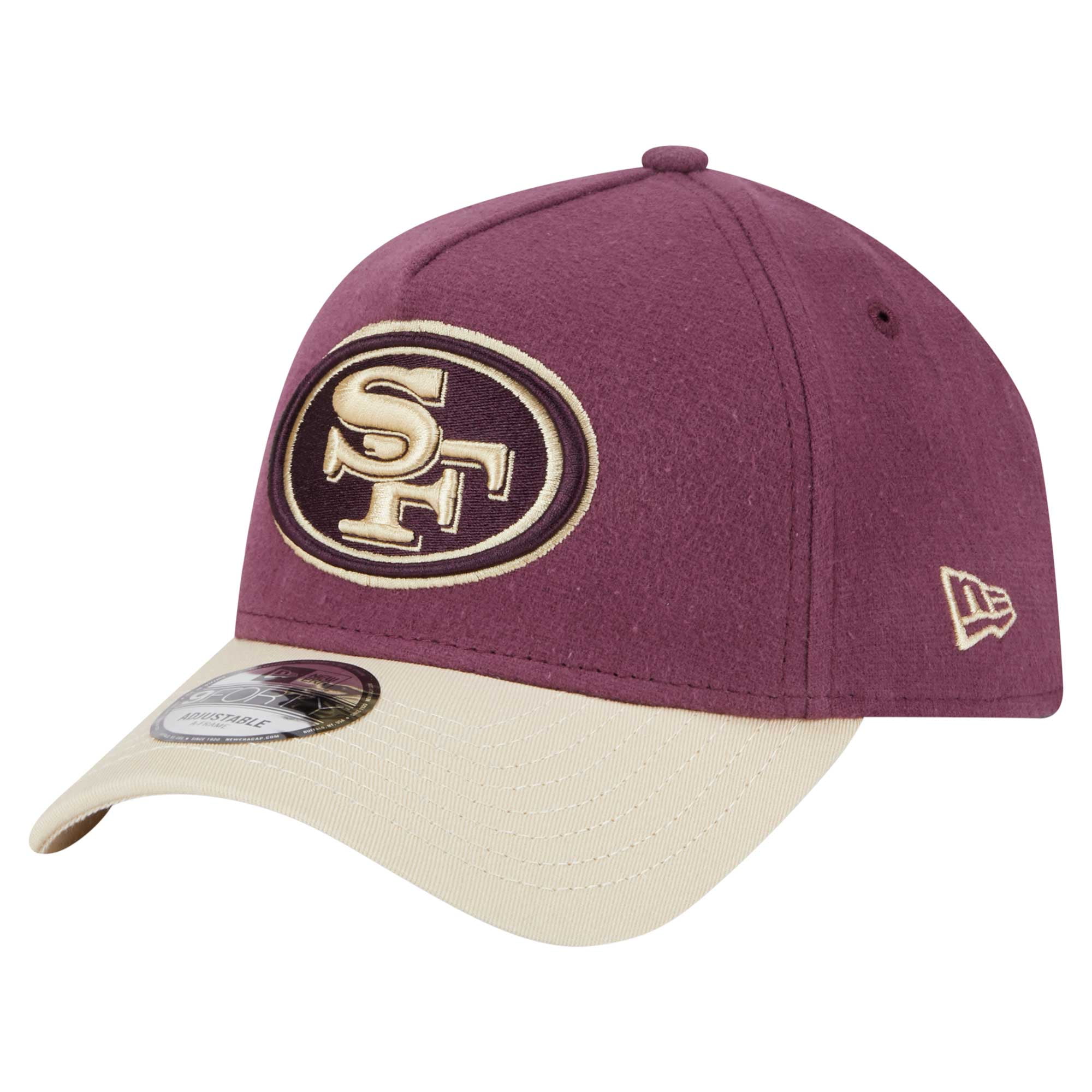 Men's New Era Maroon/Tan San Francisco 49ers Moleskin A-Frame 9FORTY ...