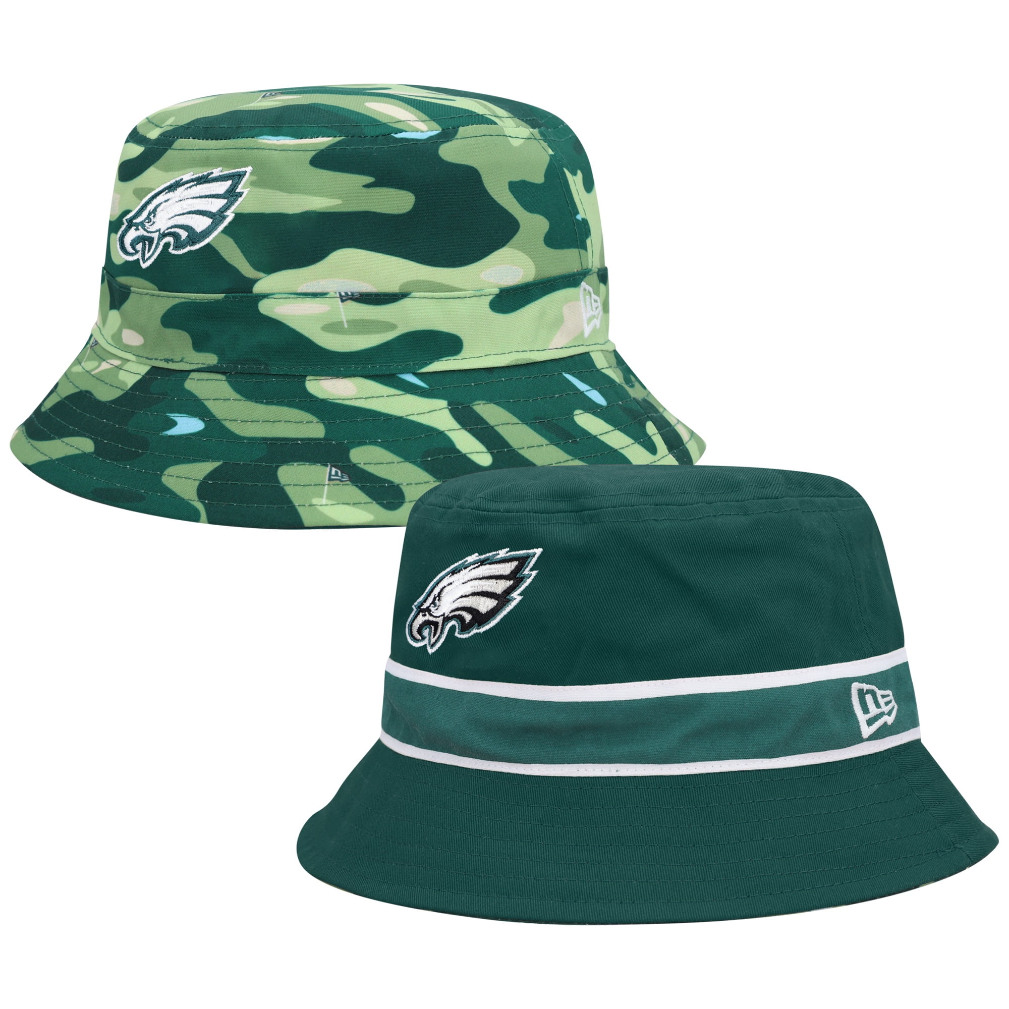 Men's New Era Midnight Green/Camo Philadelphia Eagles Reversible Bucket ...