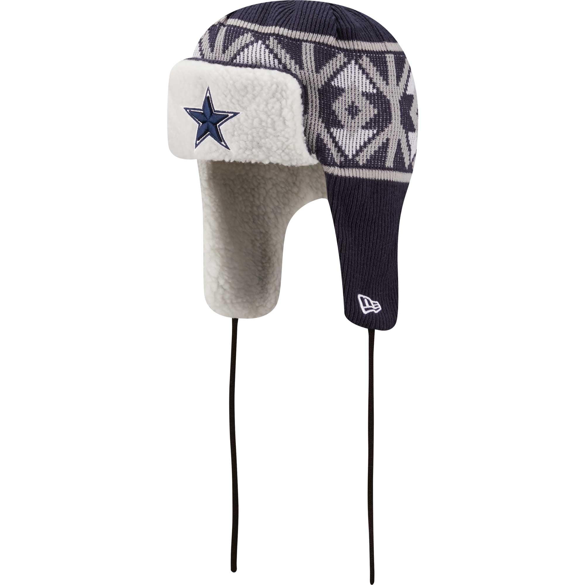 New Era Men's Winter Dallas Cowboys Navy Knit Trapper Hat for Adults ...