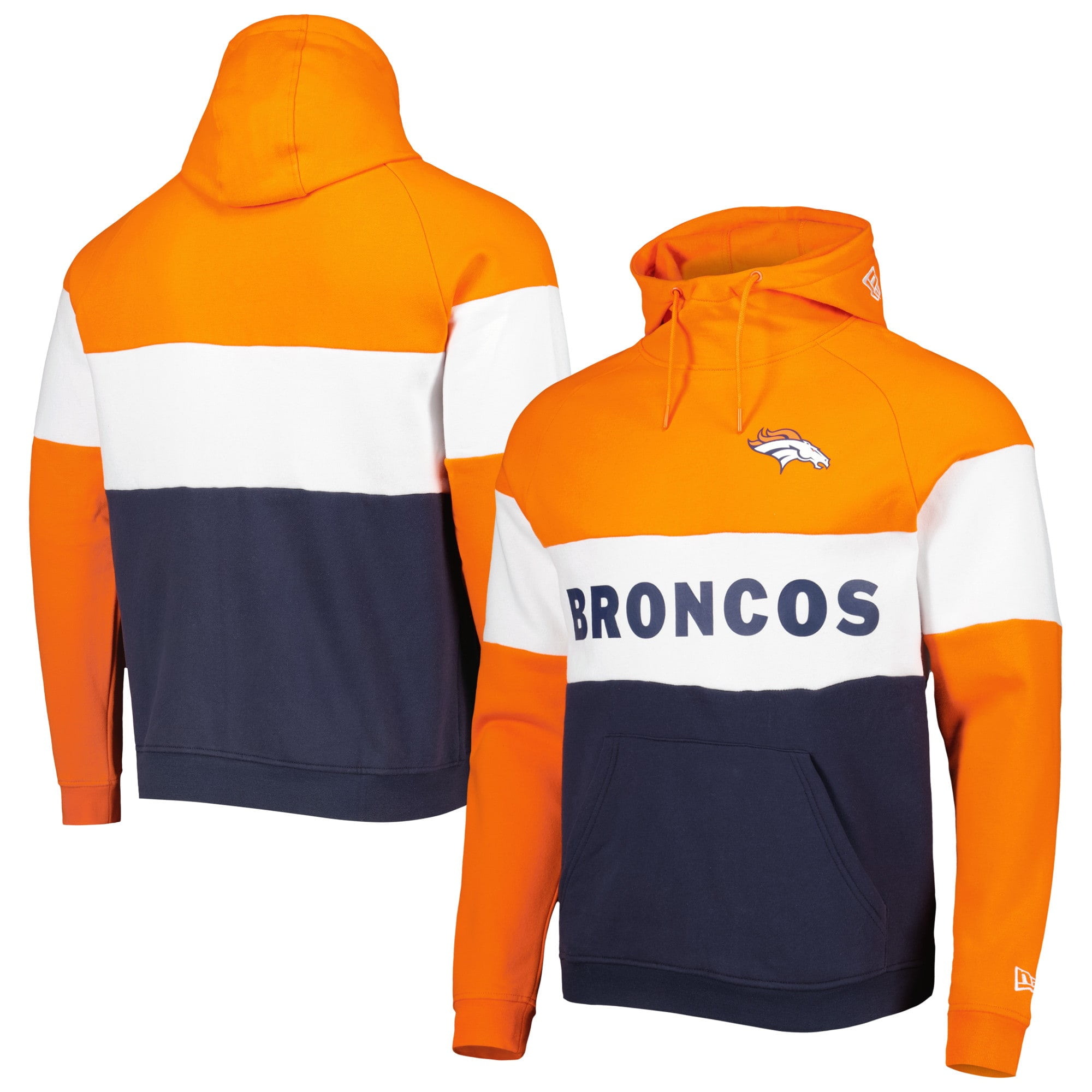 New Era Men's Denver Broncos Navy Colorblock Pullover Hoodie - Walmart.com