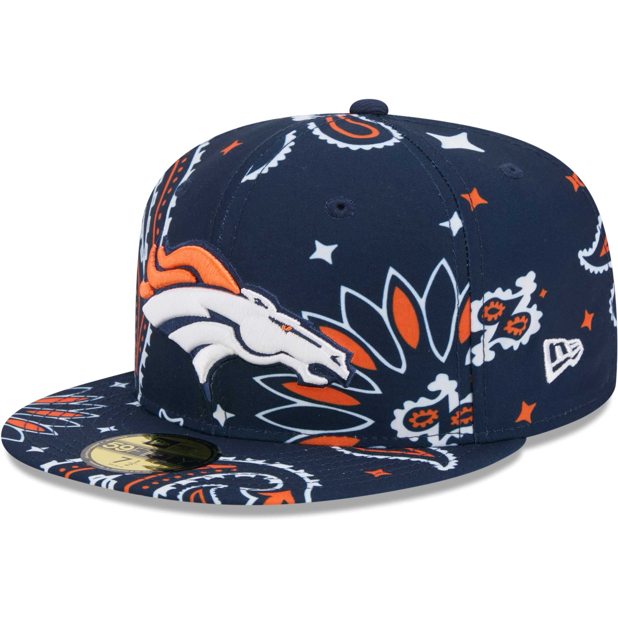 Men's New Era Navy Denver Broncos Paisley 59FIFTY Fitted Hat - Walmart.com