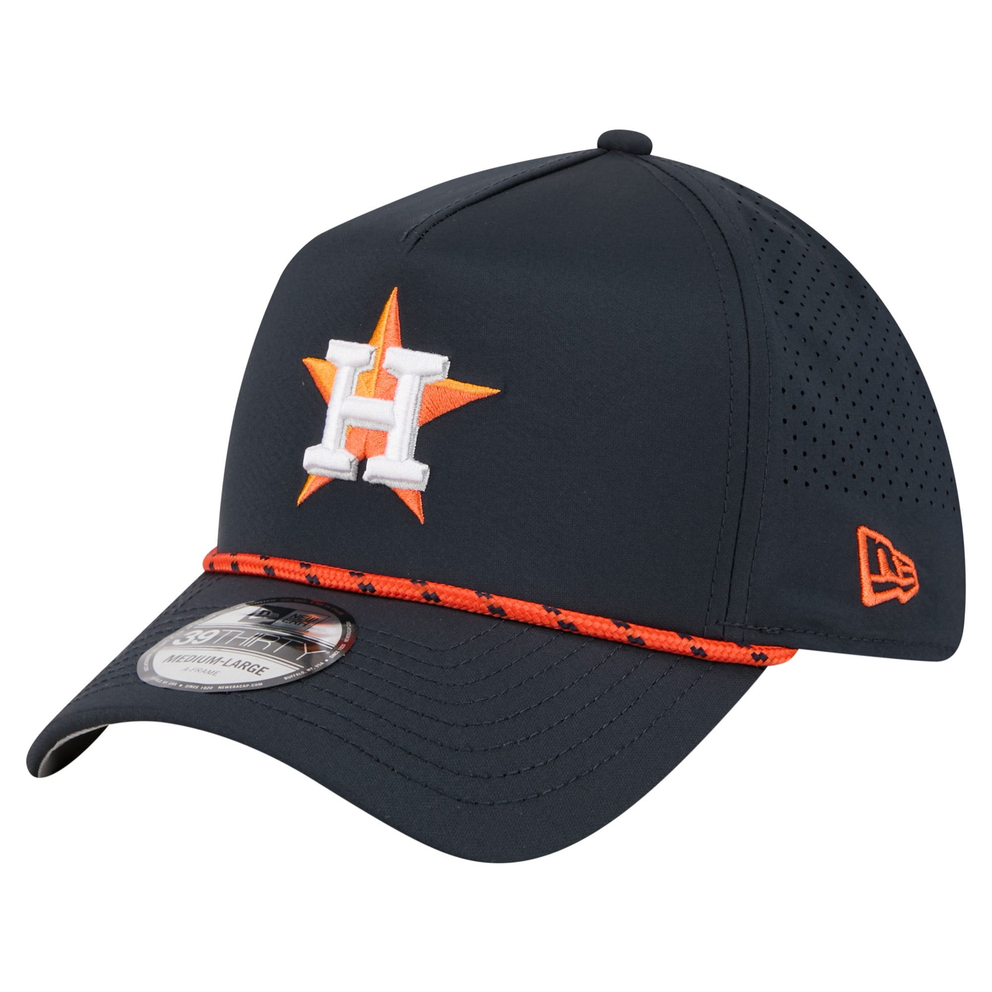 Men's New Era Navy Houston Astros 39THIRTY A-Frame Perforated Flex Hat ...