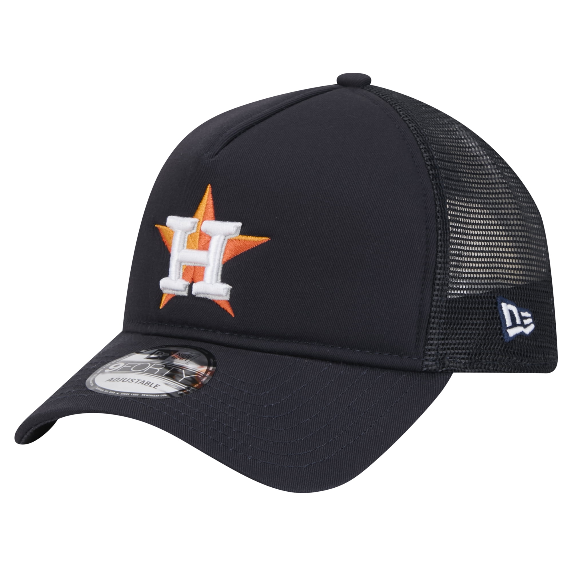 Men's New Era Navy Houston Astros 9FORTY A-Frame Trucker Adjustable Hat ...