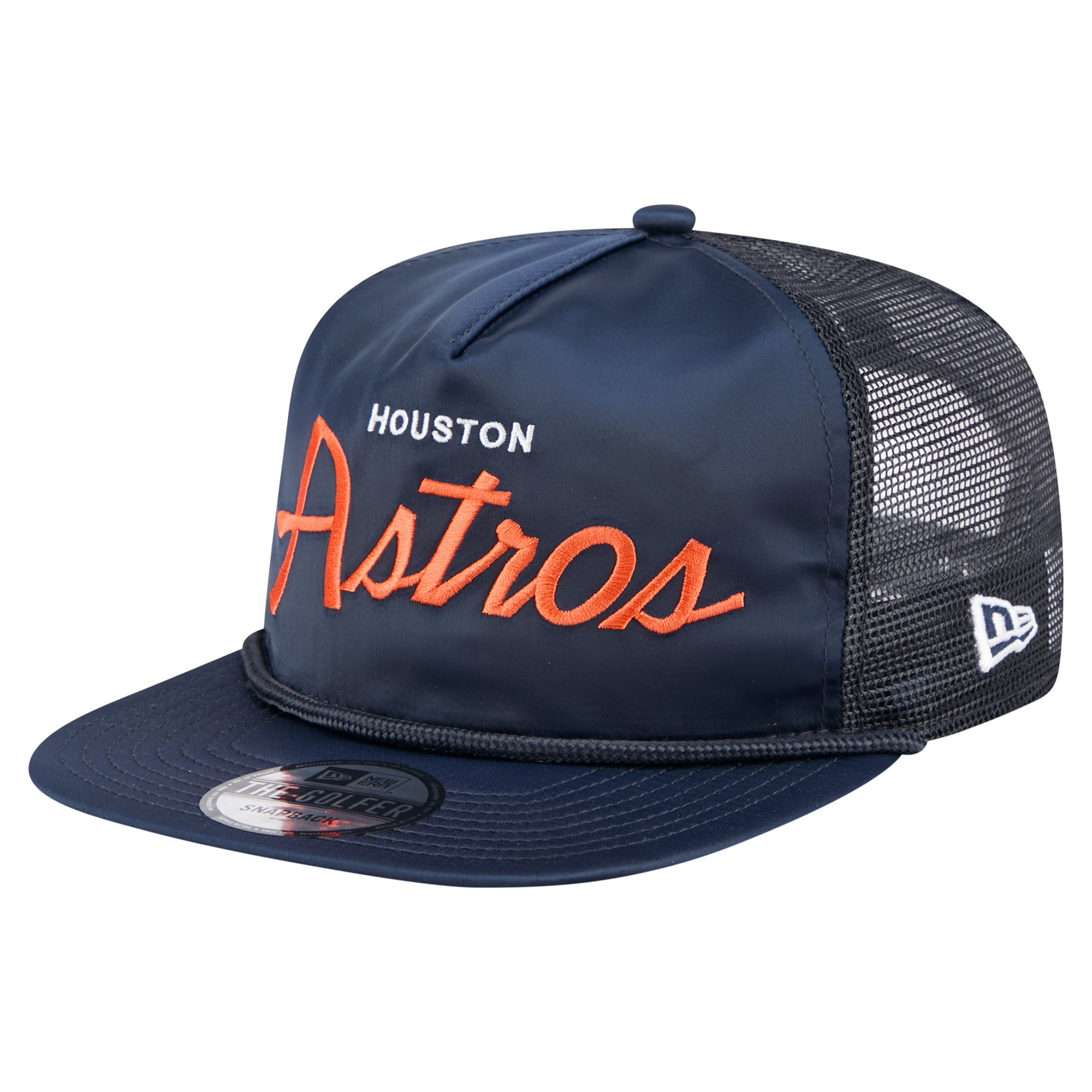Men's New Era Navy Houston Astros Retro Satin Script Golfer Adjustable ...