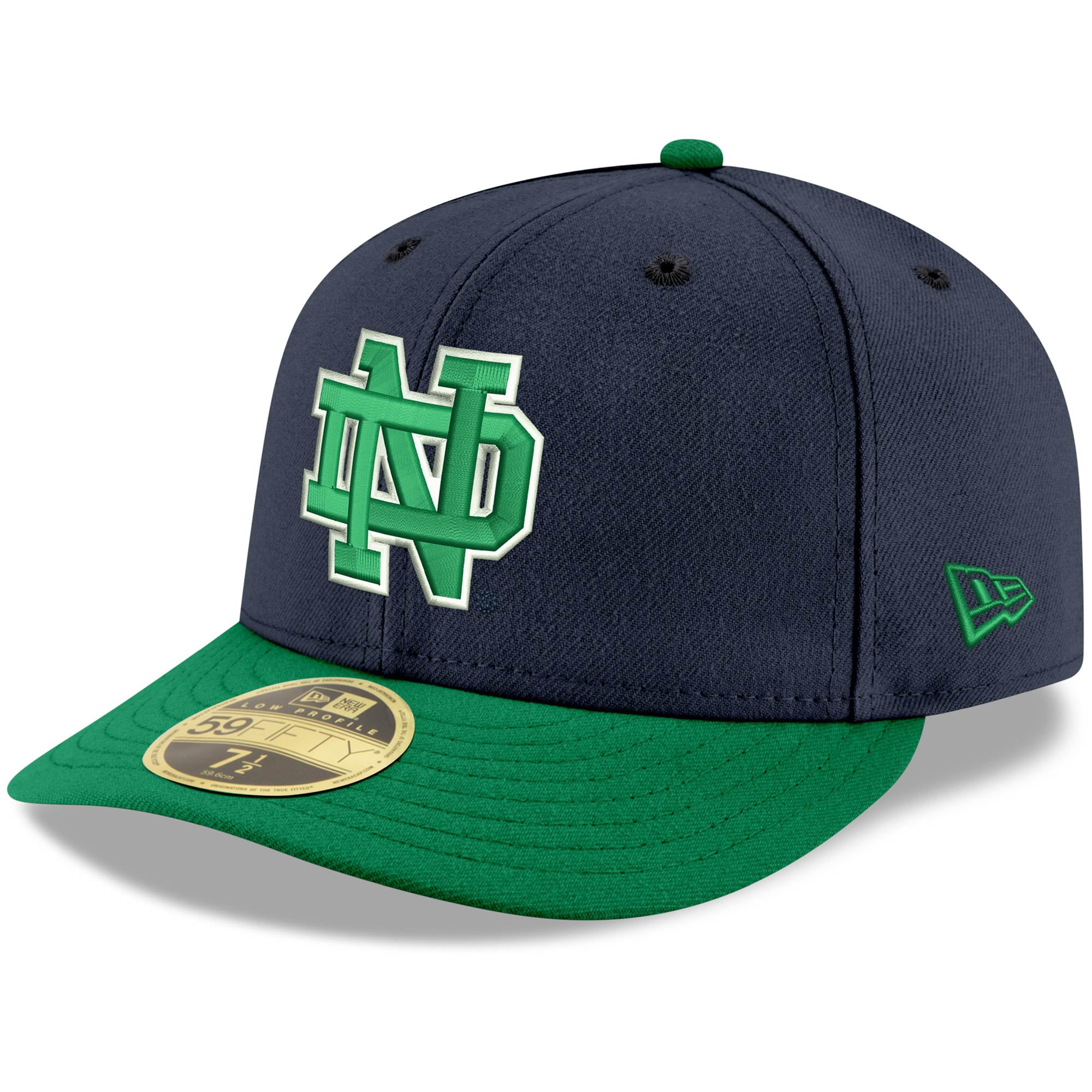 Men's New Era Navy/Kelly Green Notre Dame Fighting Irish Basic Low ...