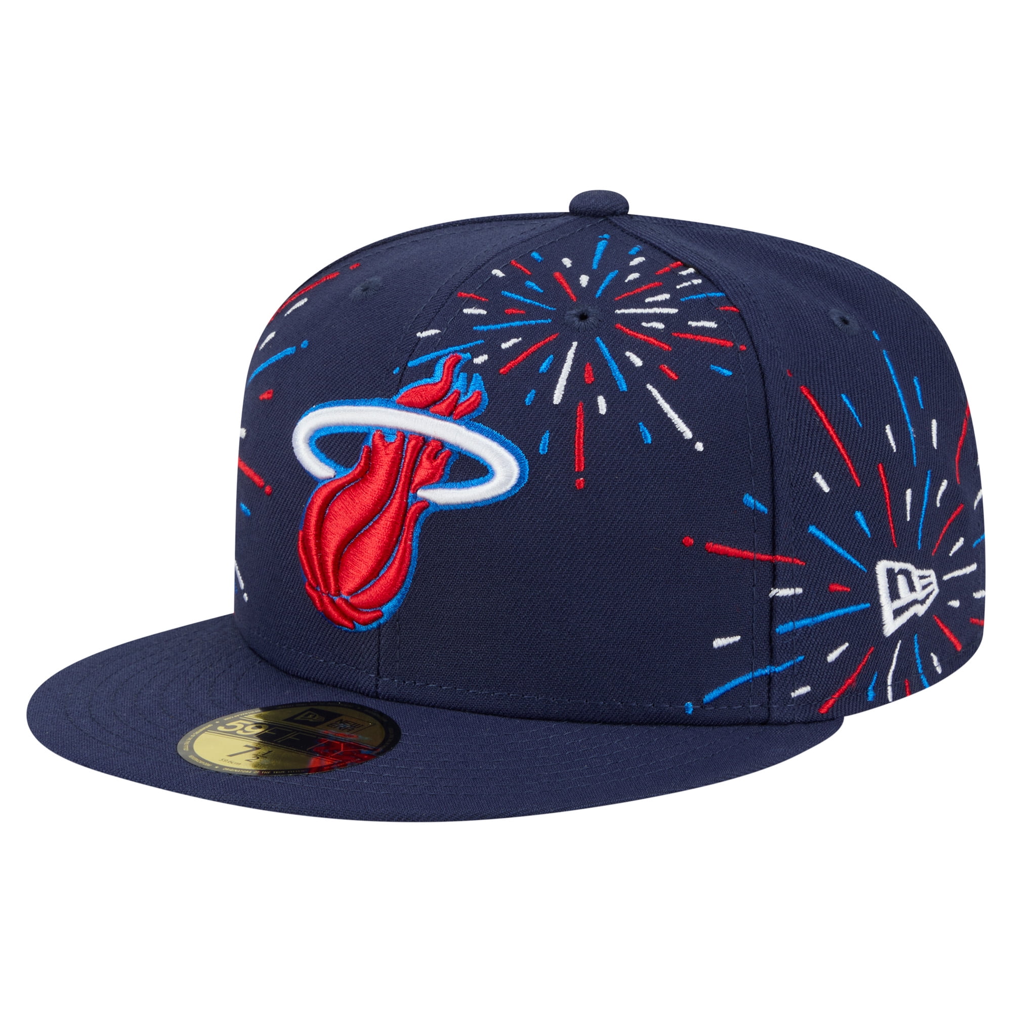 Men's-New Era Navy Miami Heat Americana Fireworks 59FIFTY Fitted Hat ...