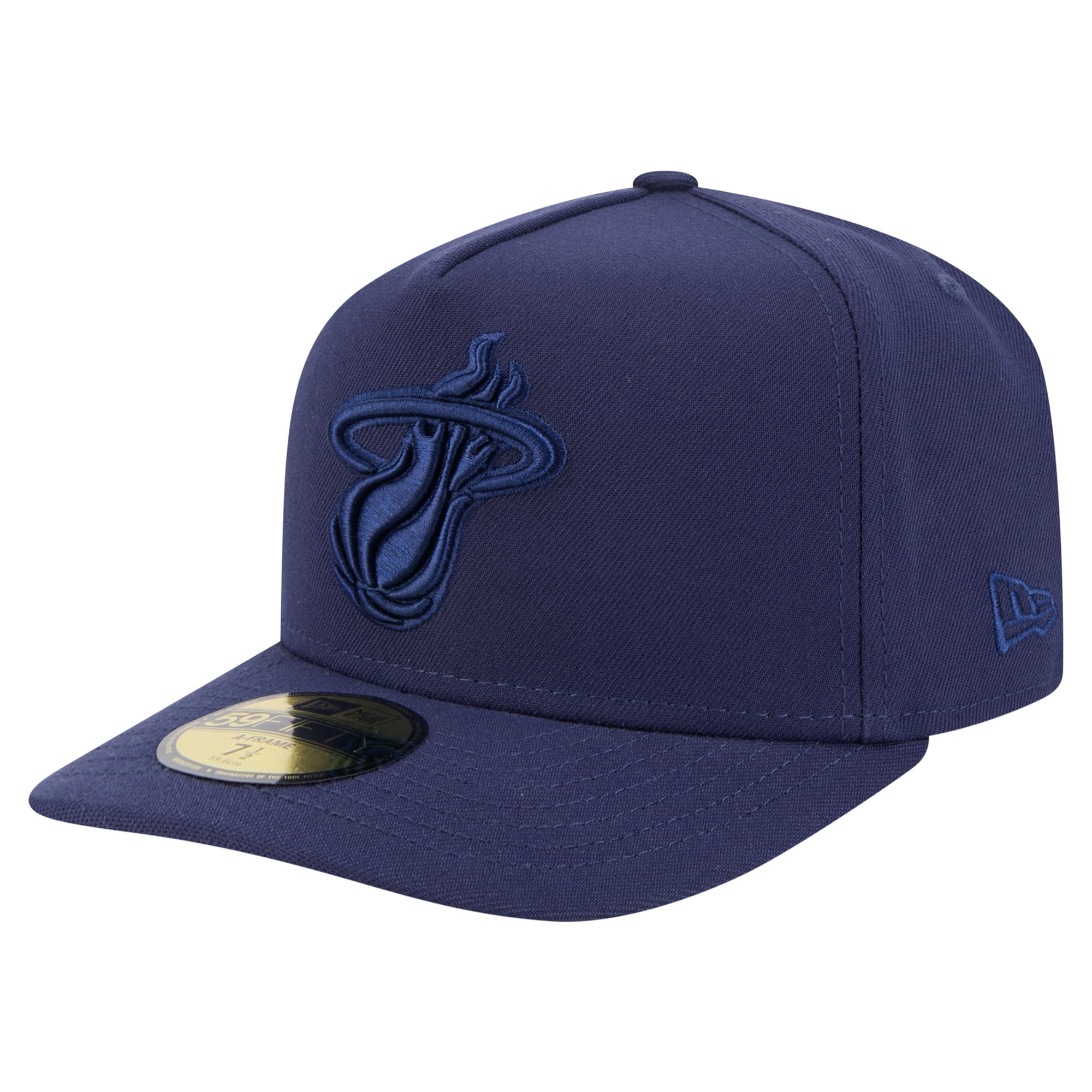 Men's New Era Navy Miami Heat Colorpack A-Frame Pinch Front 59FIFTY ...