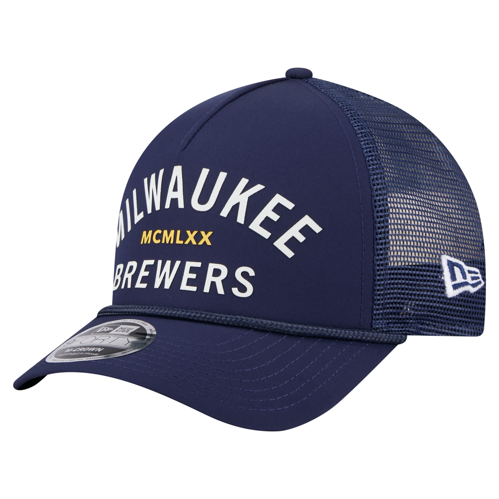 Men's-New Era Navy Milwaukee Brewers Minimalist 9FORTY A-Frame ...