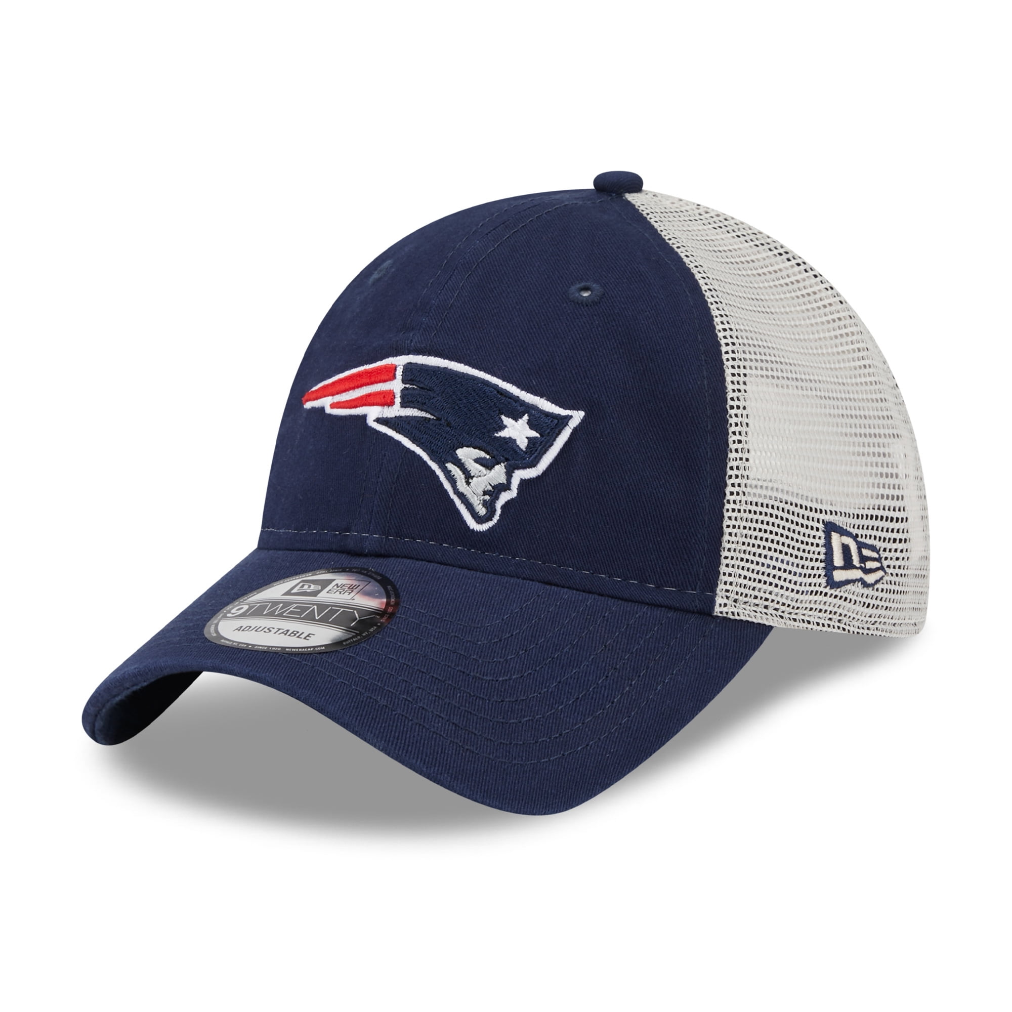 Men's New Era Navy/Natural New England Patriots Loyal 9TWENTY Trucker ...