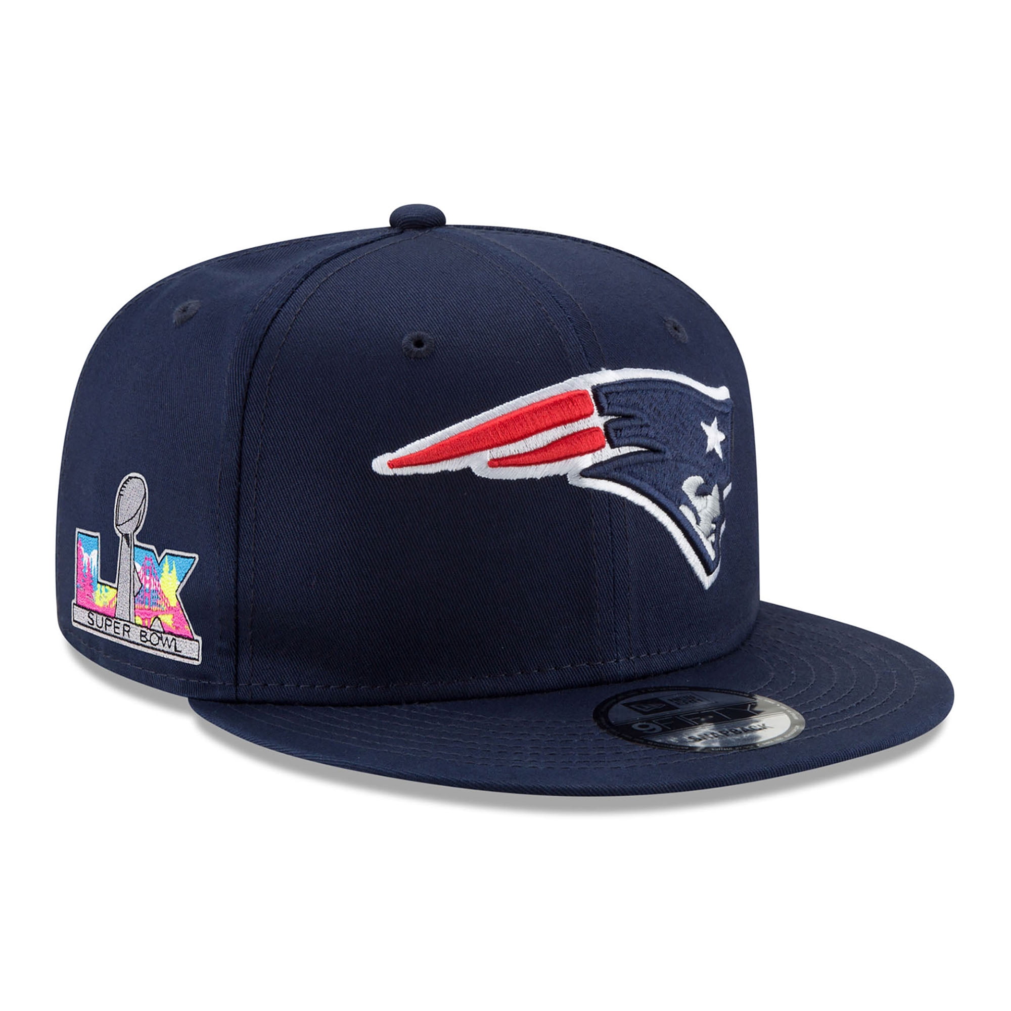 Men's New Era Navy New England Patriots Super Bowl LX Side Patch 9FIFTY ...