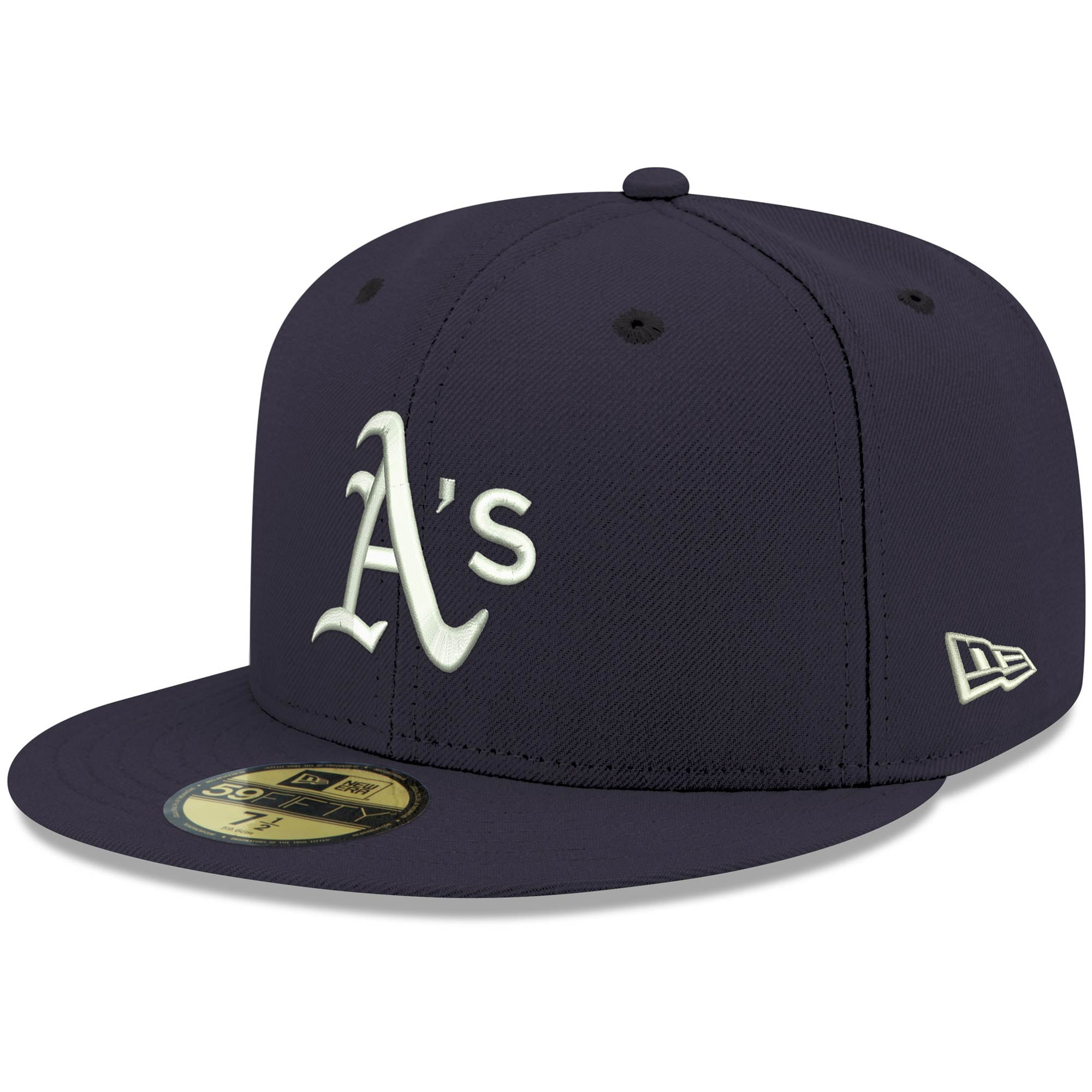 Men's New Era Navy Oakland Athletics White Logo 59FIFTY Fitted Hat ...