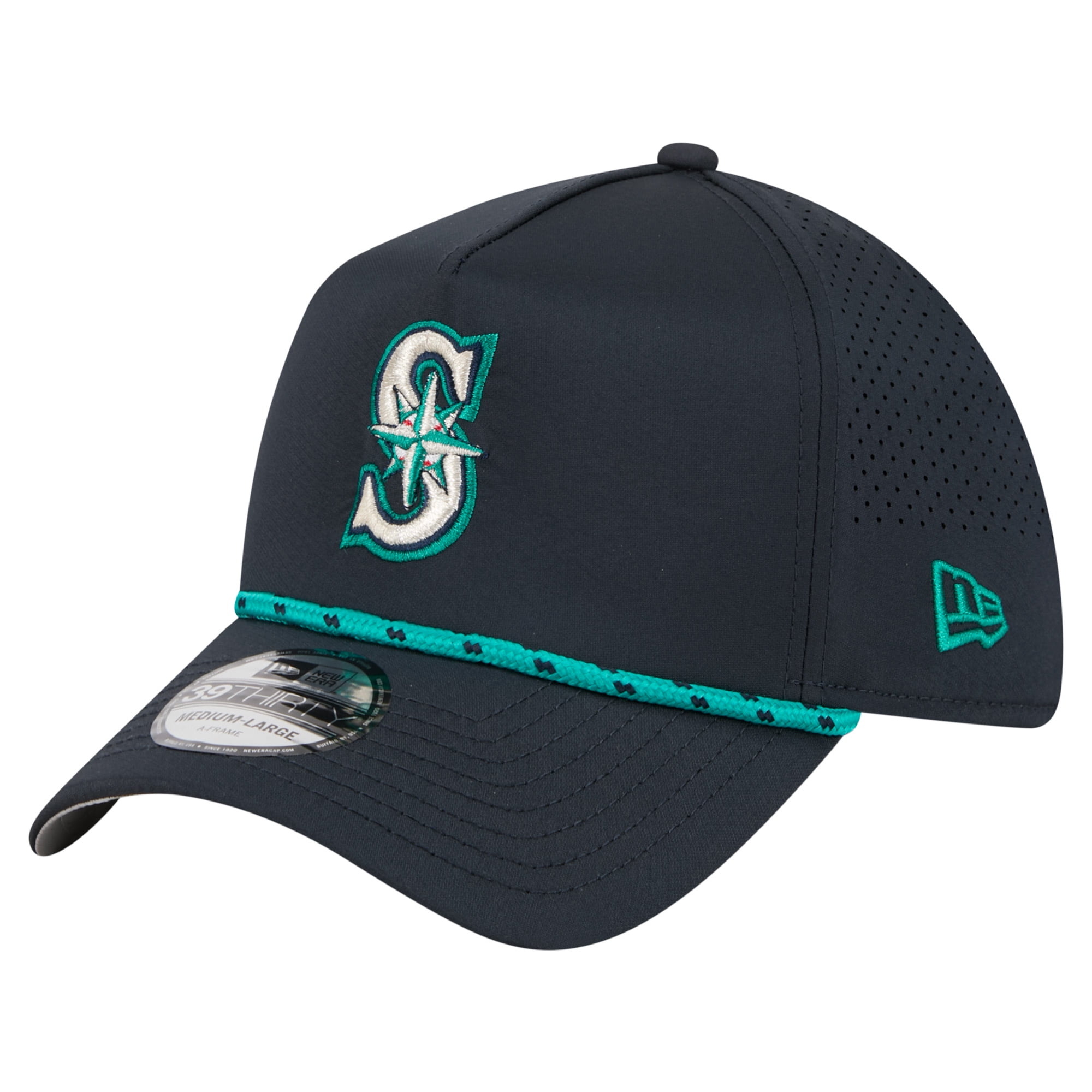 Men's New Era Navy Seattle Mariners 39THIRTY A-Frame Perforated Flex ...