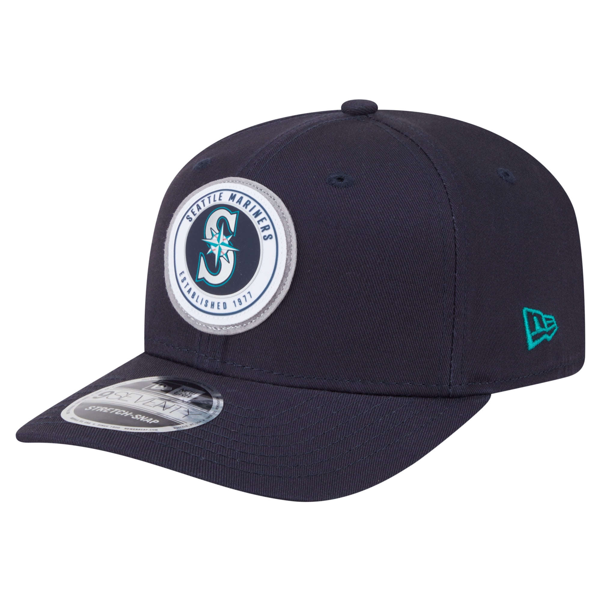 Men's New Era Navy Seattle Mariners Circle Patch 9SEVENTY Stretch-Snap ...