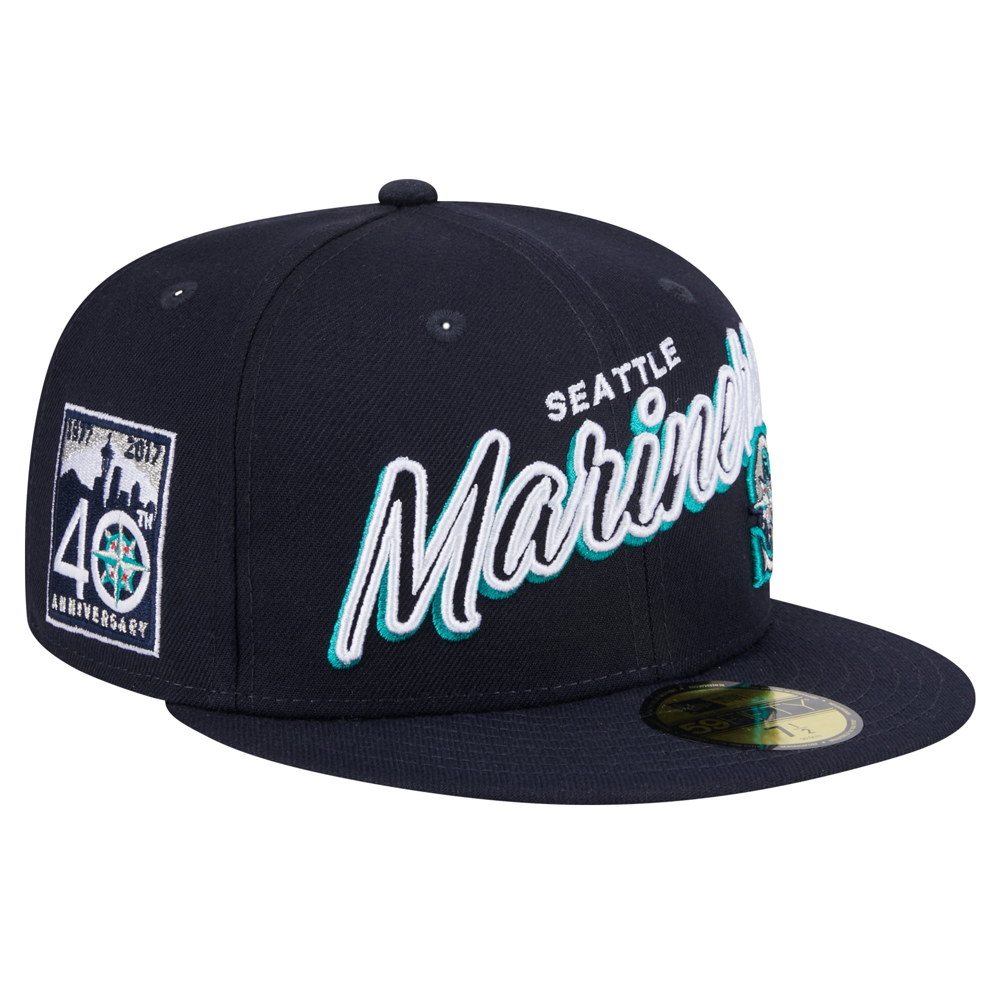Men's New Era Navy Seattle Mariners Script Sided 59FIFTY Fitted Hat ...