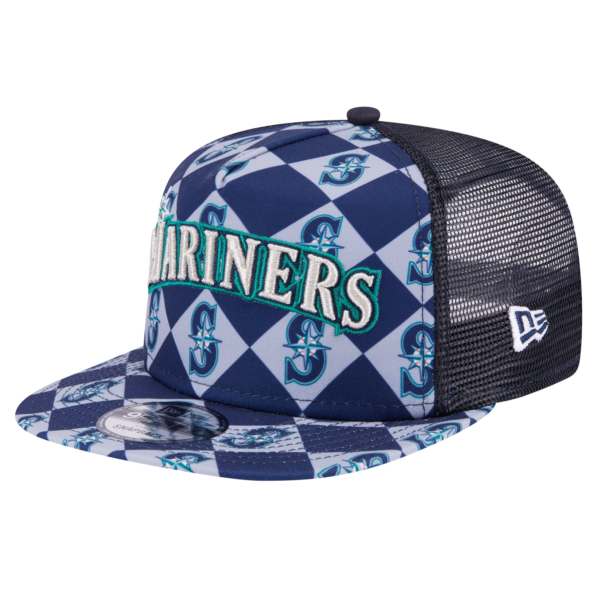 Men's New Era Navy Seattle Mariners Seeing Diamonds A-Frame Trucker ...