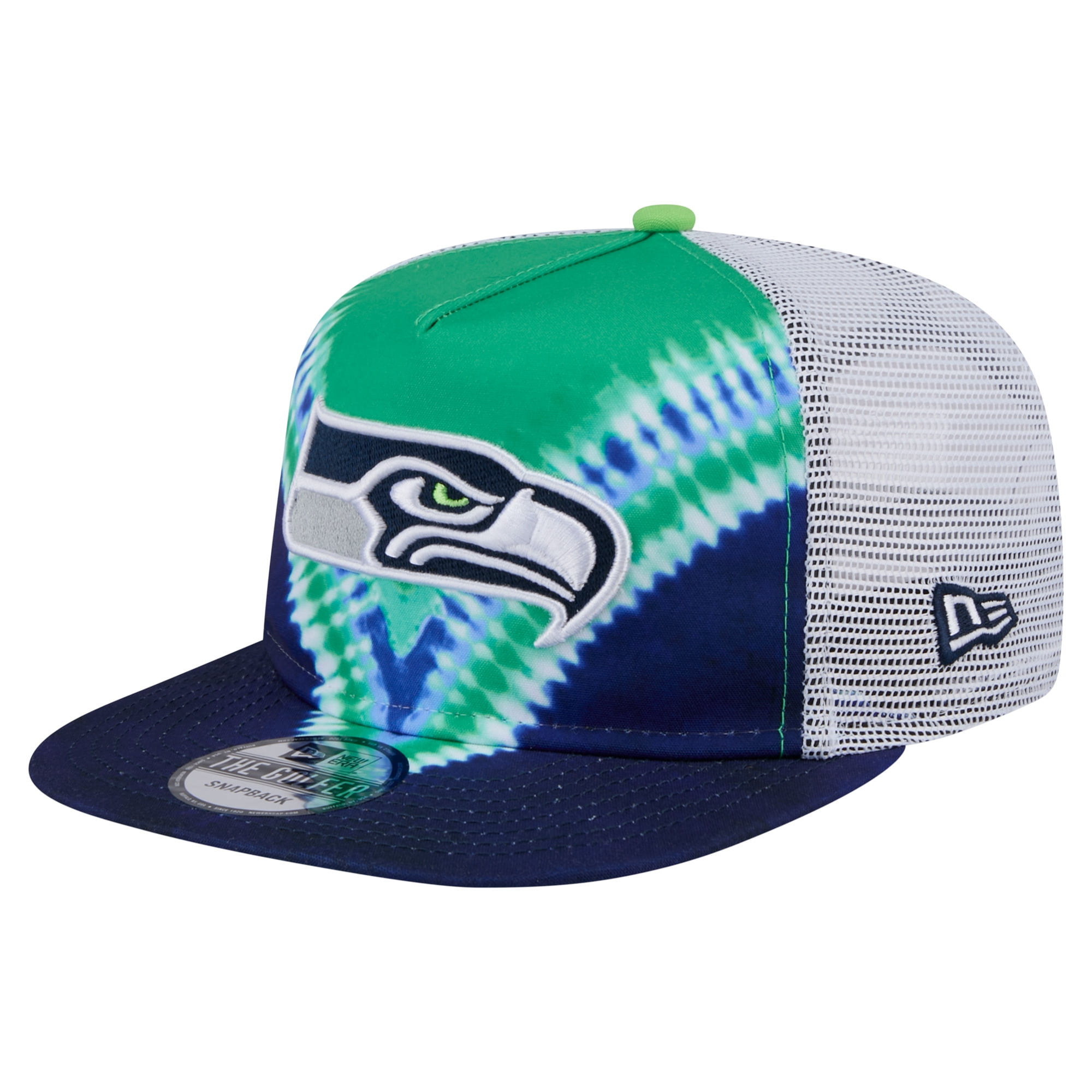 Men's New Era Neon Green/College Navy Seattle Seahawks Throwback Dye ...
