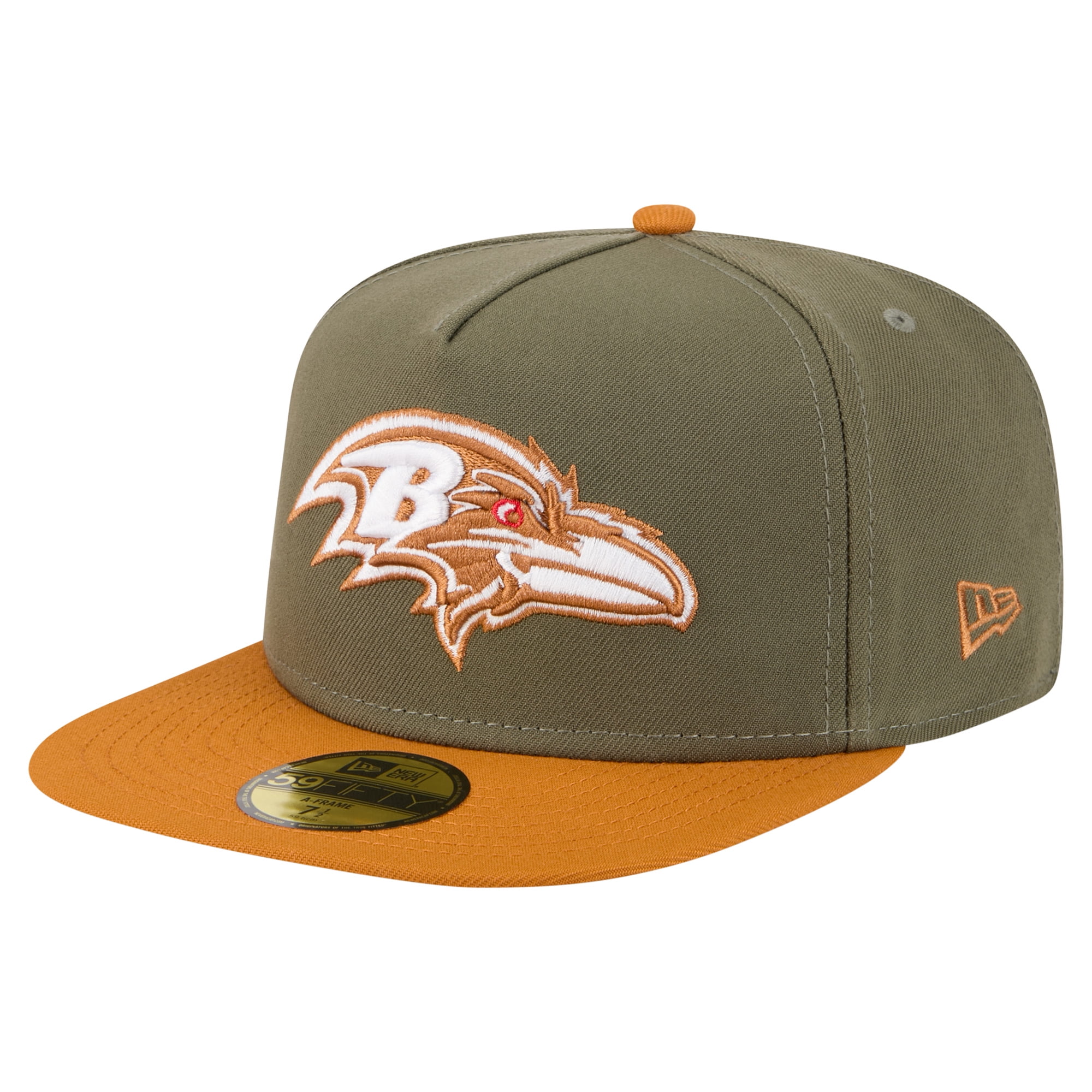 Men's New Era Olive/Brown Baltimore Ravens Color Pack A-Frame 59FIFTY ...