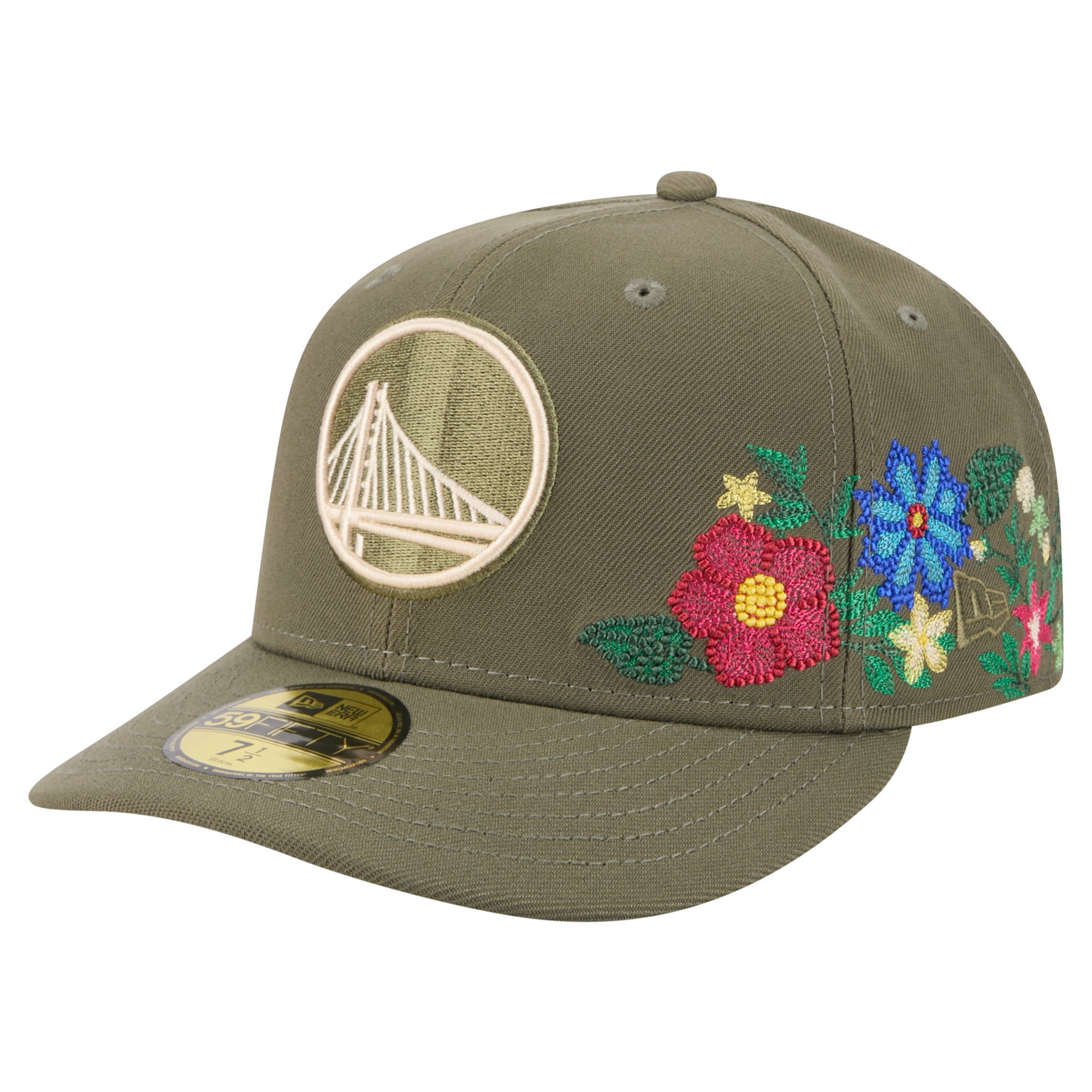 Men's New Era Olive Golden State Warriors Tonal Florals 59FIFTY Fitted ...