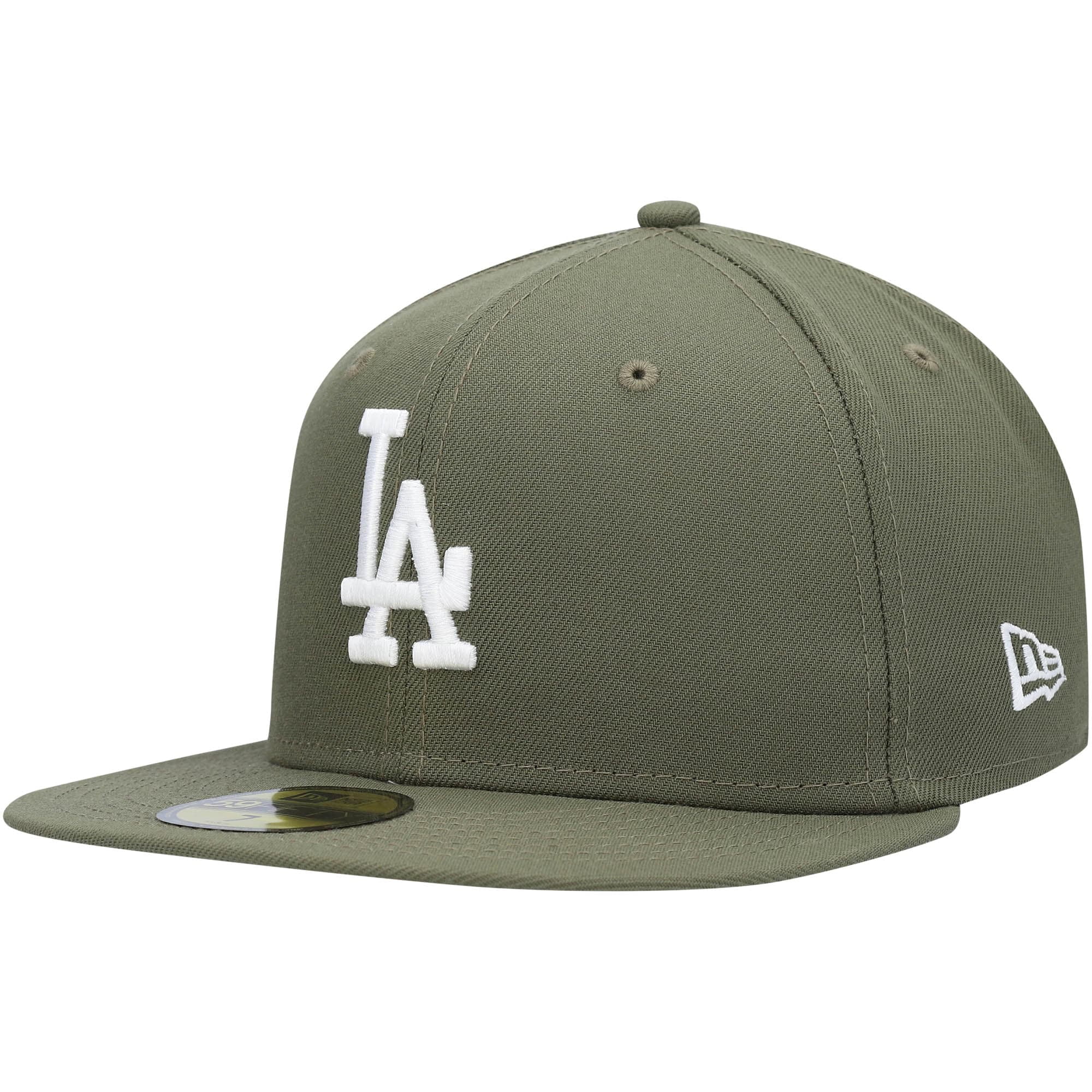 Men's New Era Olive Los Angeles Dodgers White Logo 59FIFTY Fitted Hat ...