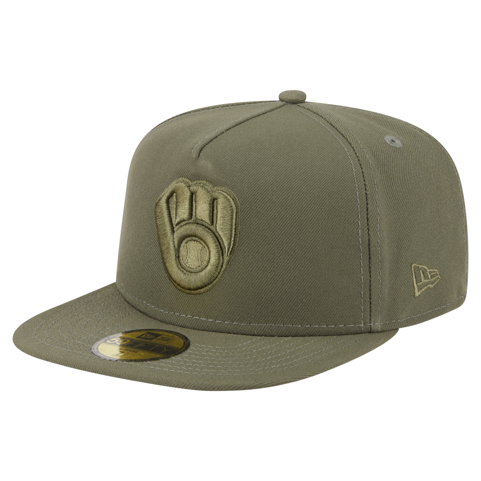 Men's New Era Olive Milwaukee Brewers Color Pack A-Frame 59FIFTY Fitted ...