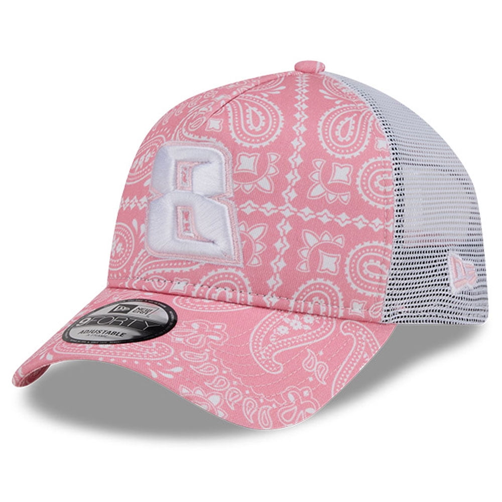 Men's New Era Pink Kyle Busch 9FORTY A-Frame Trucker Paisley Adjustable ...