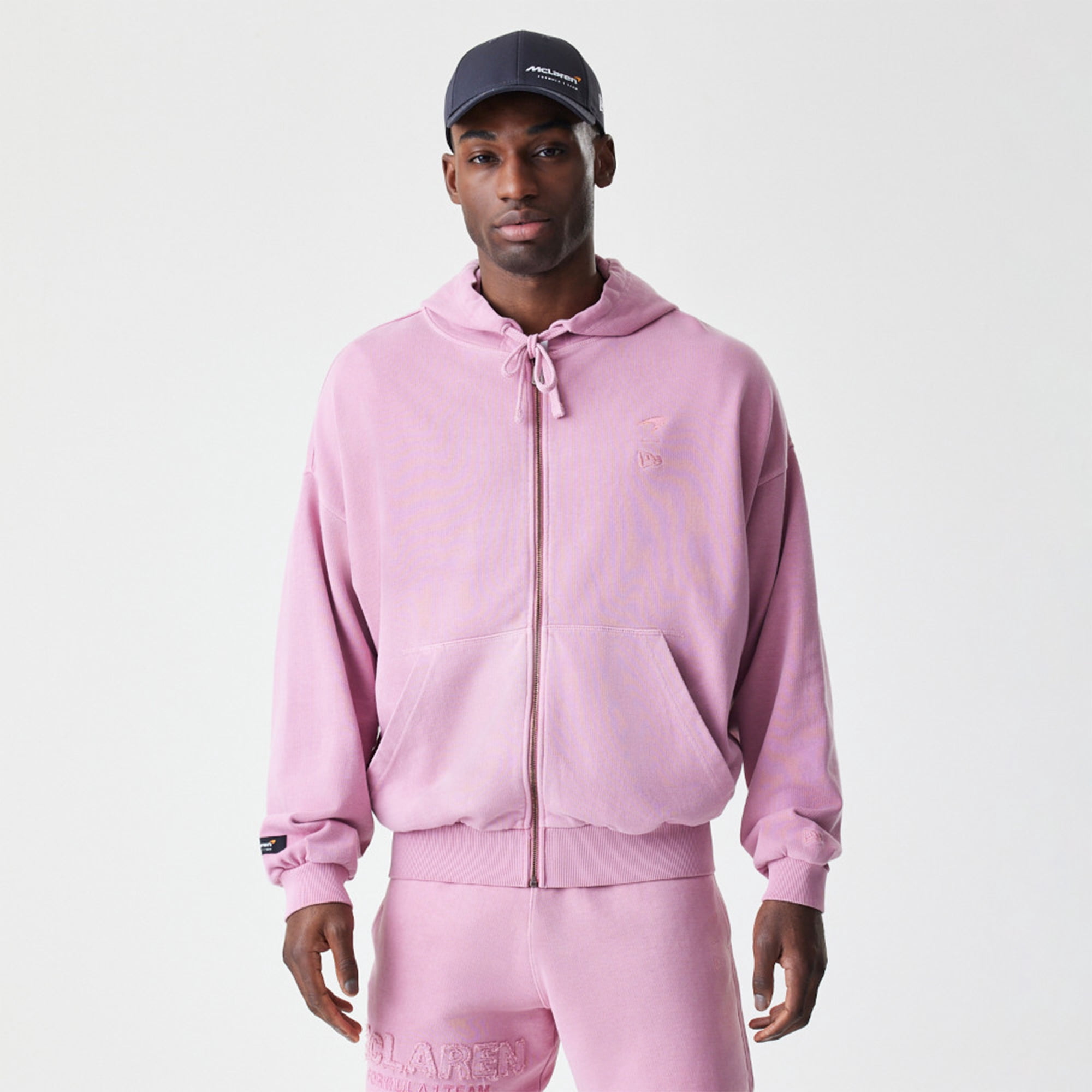 Men's New Era Pink McLaren F1 Team Acid Washed Full-Zip Hoodie ...