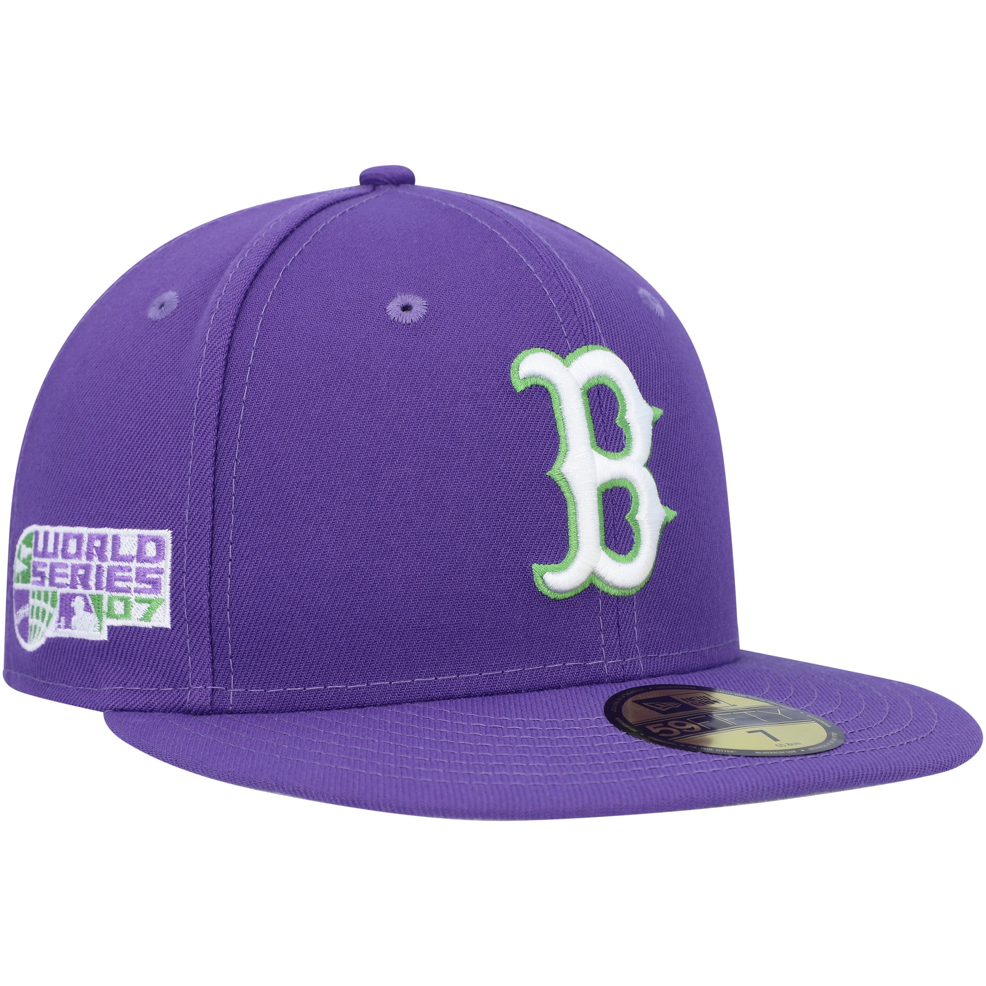Men's New Era Purple Boston Red Sox Lime Side Patch 59FIFTY Fitted Hat ...